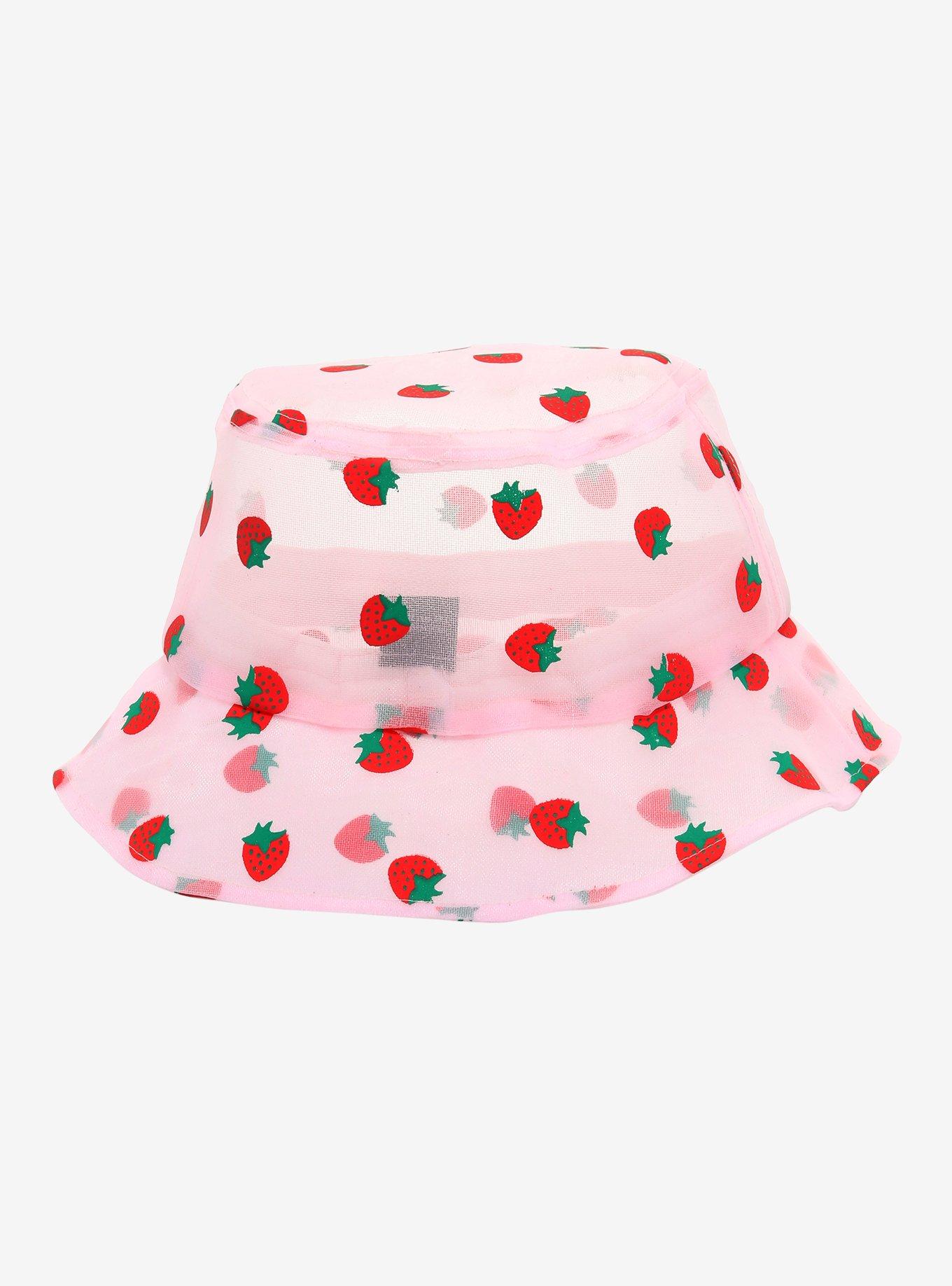 Strawberries Pink Sheer Bucket Hat | Hot Topic
