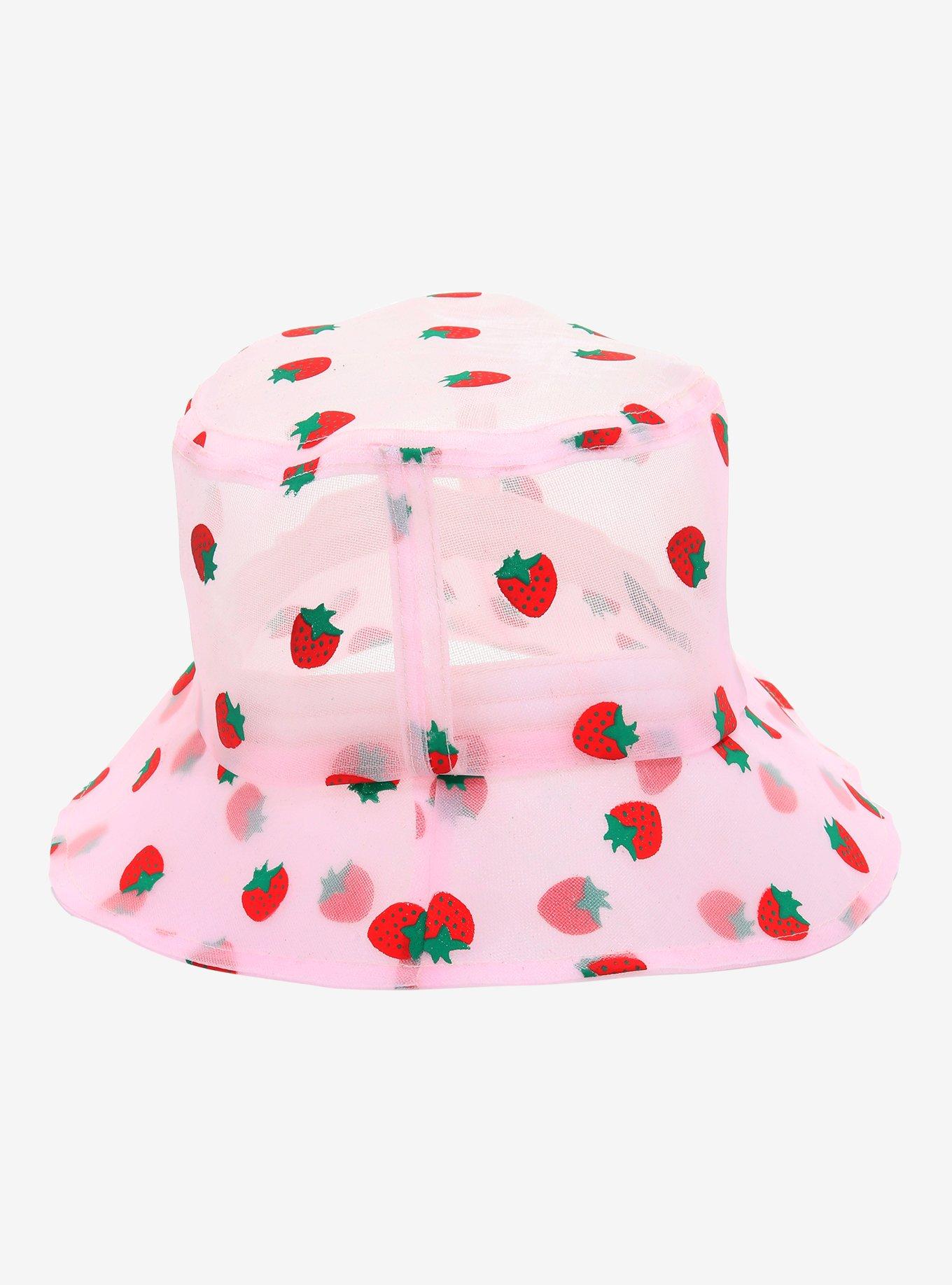 Strawberries Pink Sheer Bucket Hat | Hot Topic