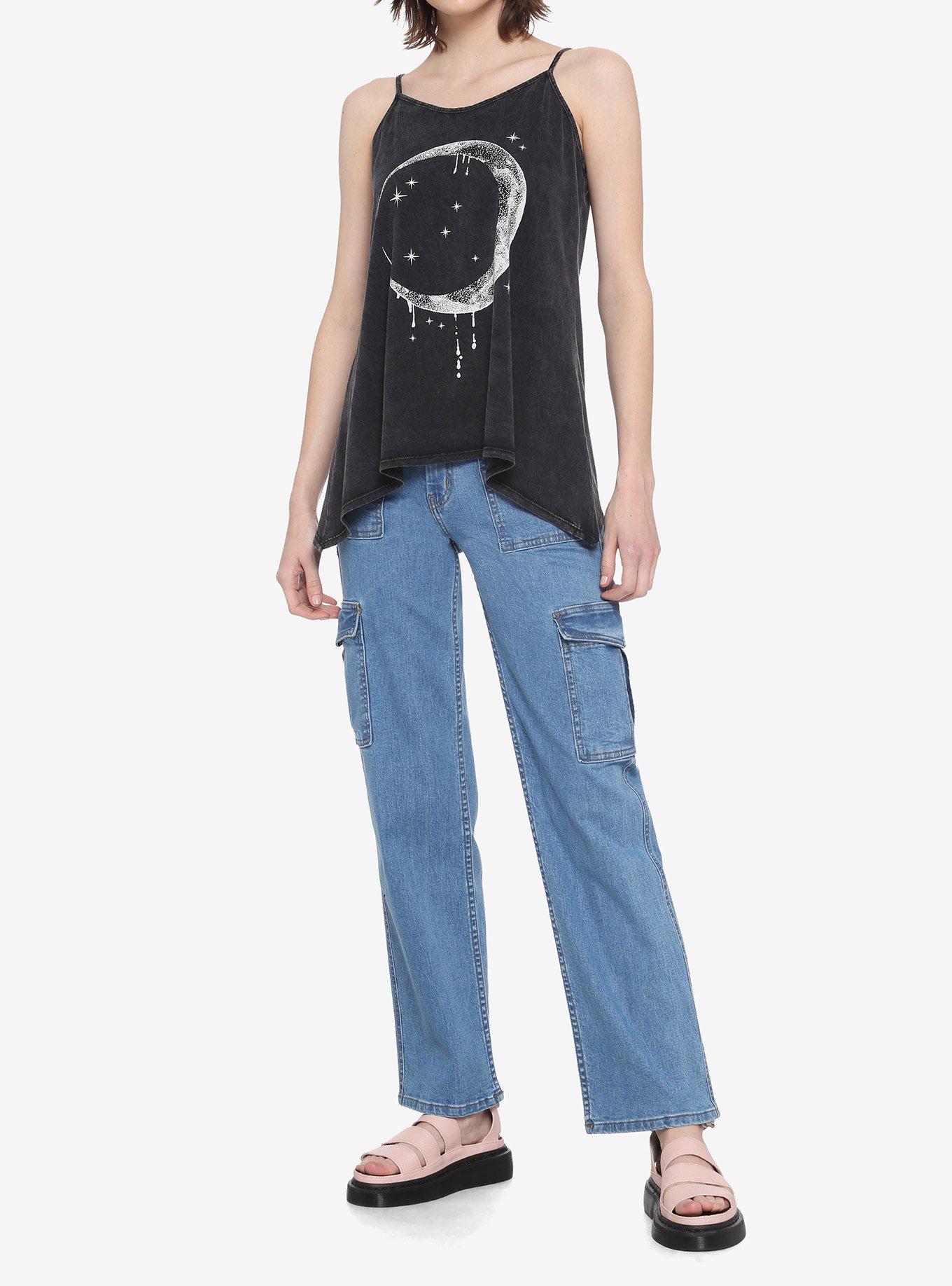 Drip Moon Washed Shark Bite Girls Strappy Tank Top | Hot Topic