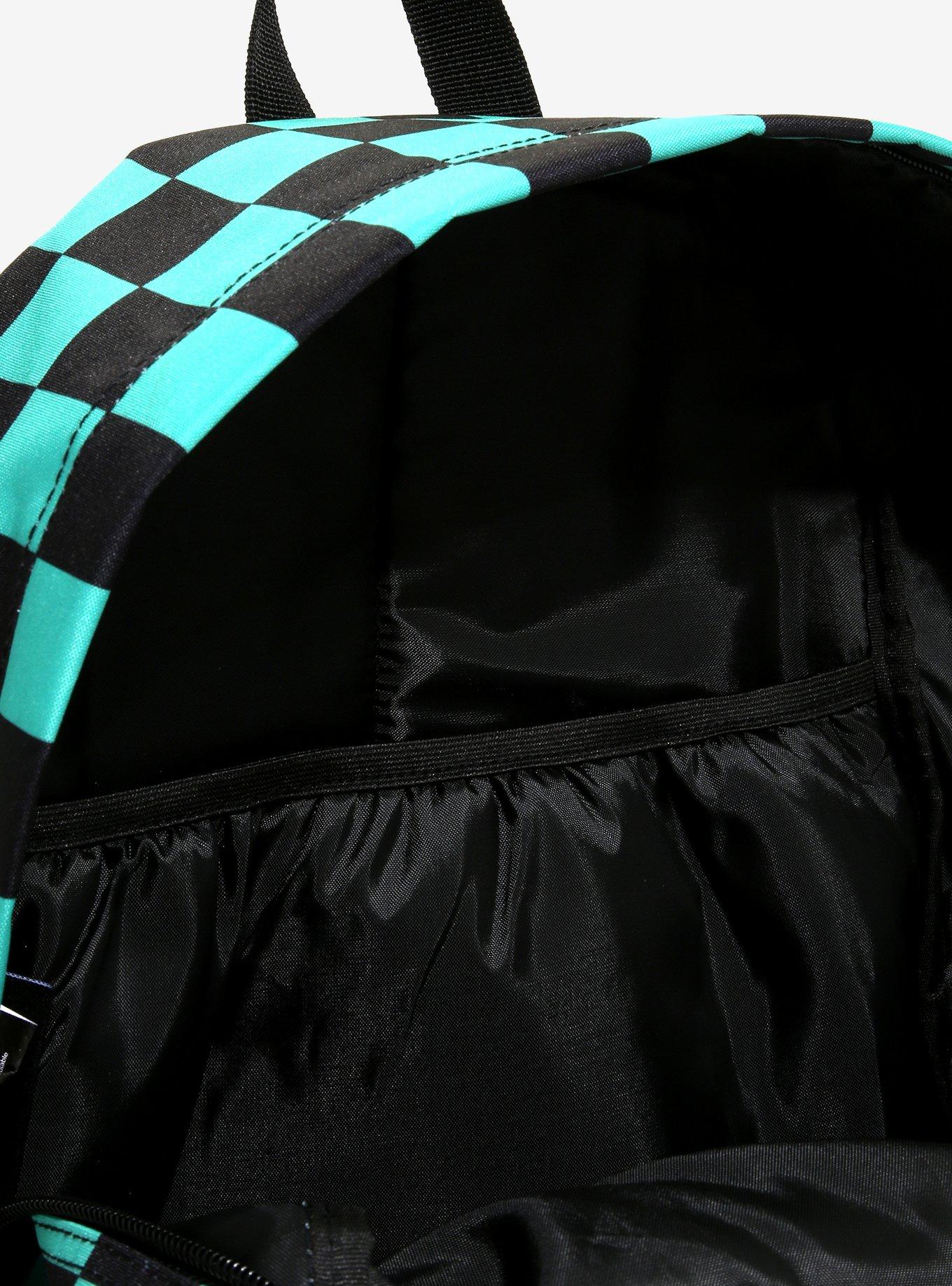 Demon Slayer: Kimetsu No Yaiba Tanjiro Kamado Teal Checkered Backpack ...