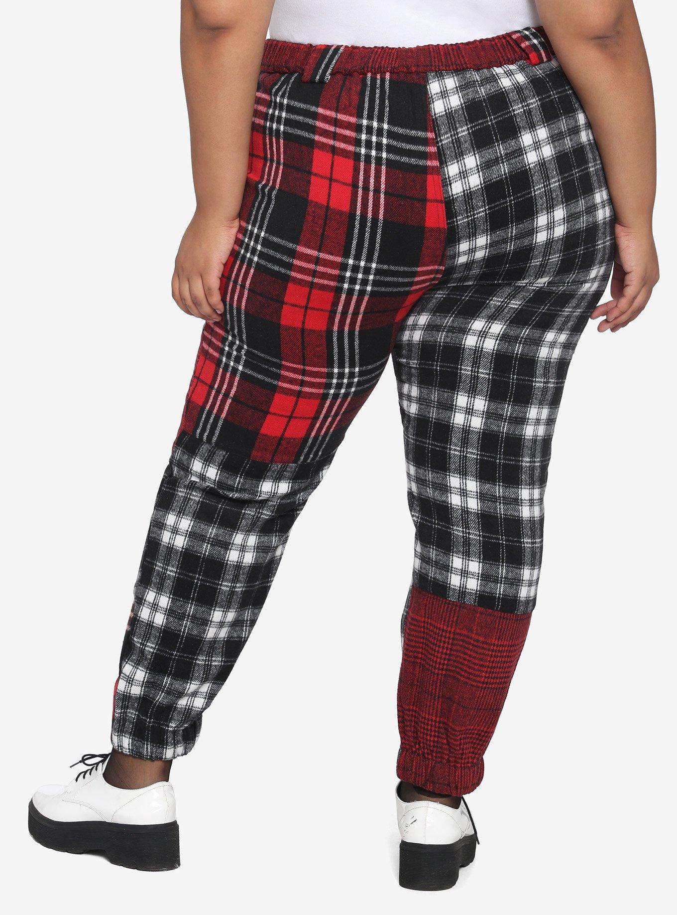 Red Plaid Patchwork Jogger Pants Plus Size | Hot Topic