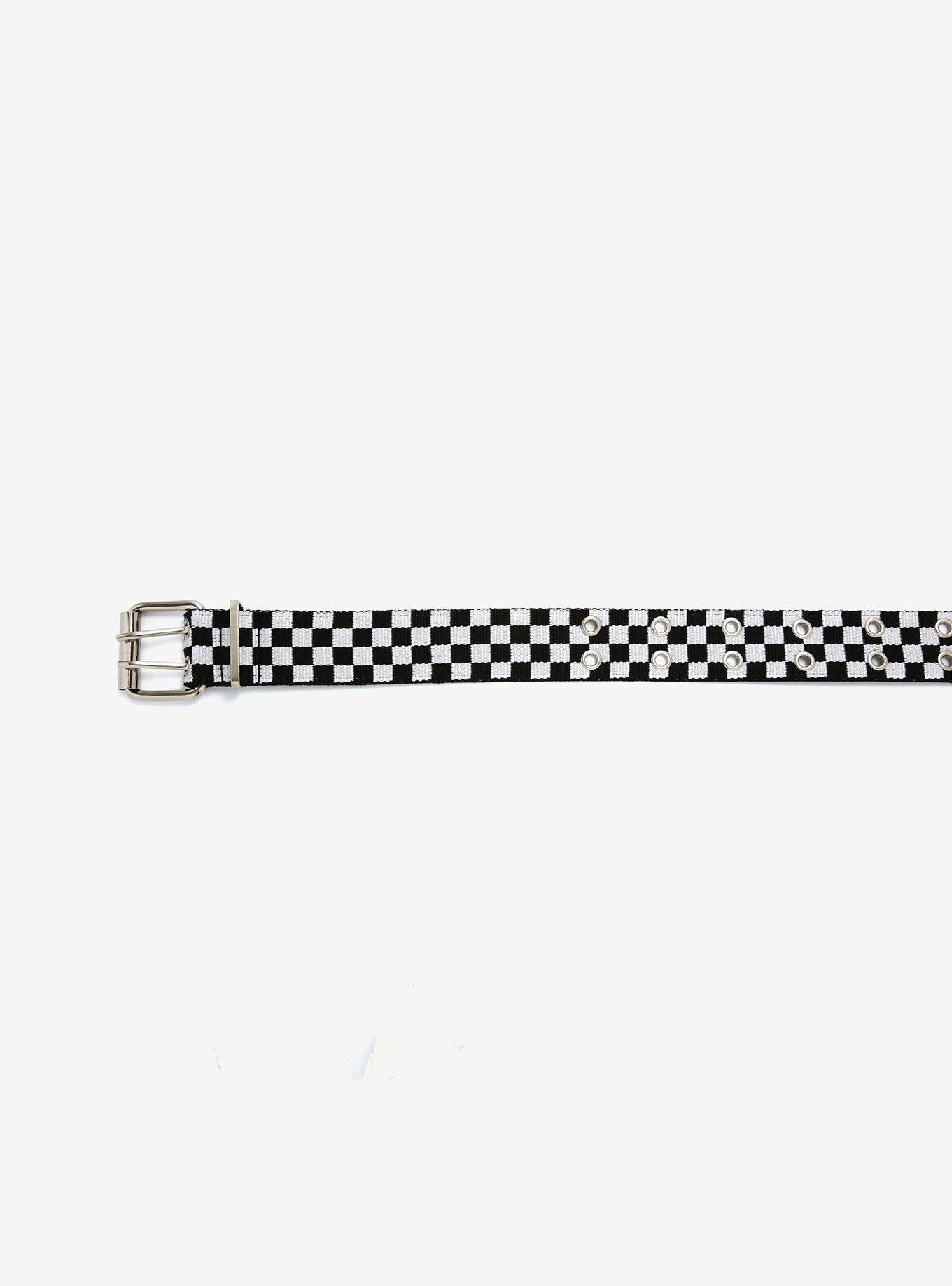 Checkered Woven Double Grommet Belt | Hot Topic