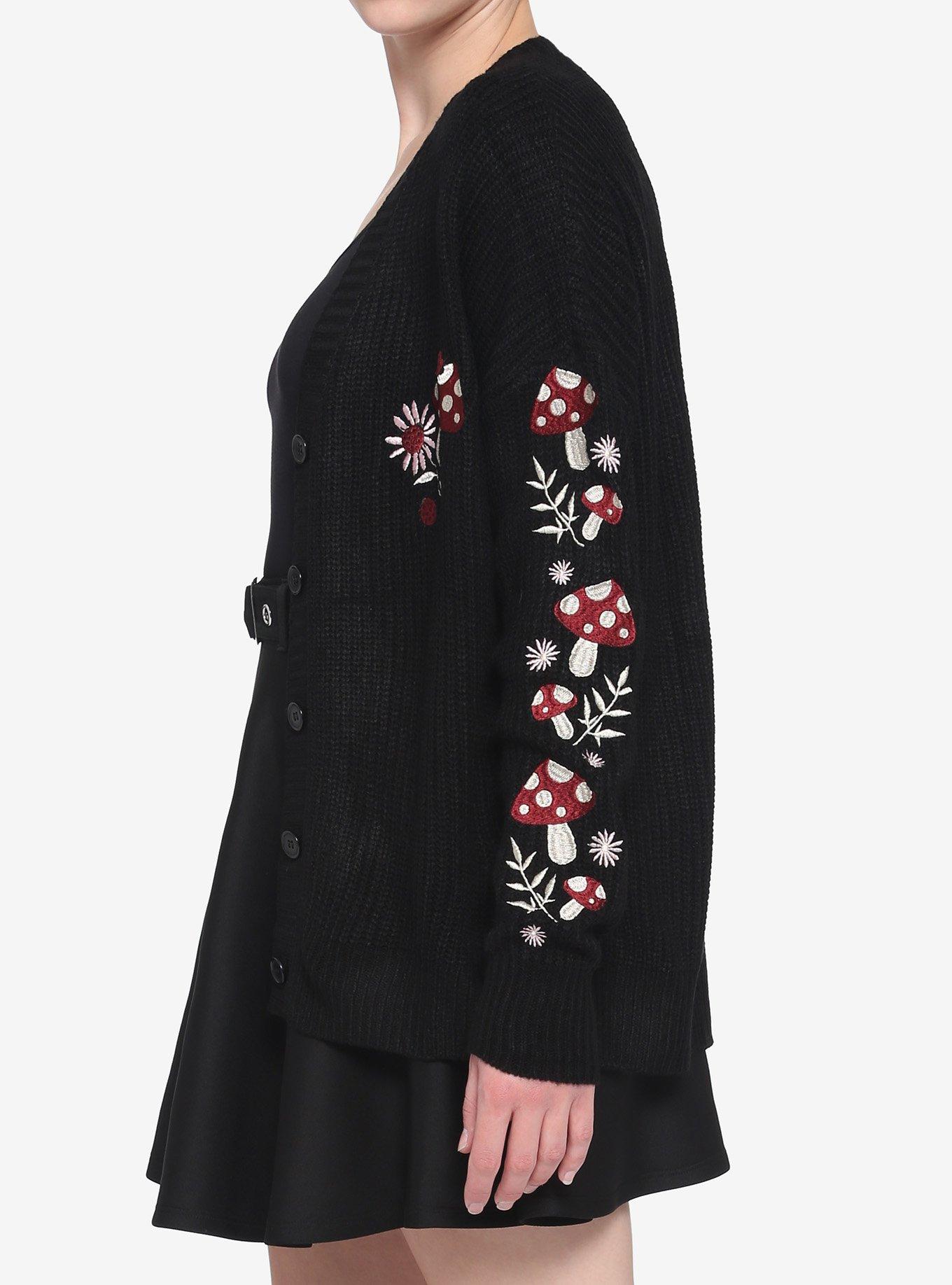 Mushroom Floral Embroidered Girls Cardigan | Hot Topic