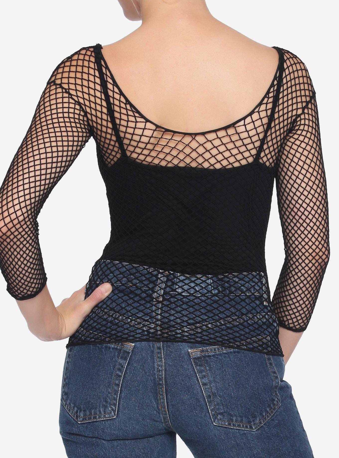 Net Long Sleeve Black Shirt | Hot Topic
