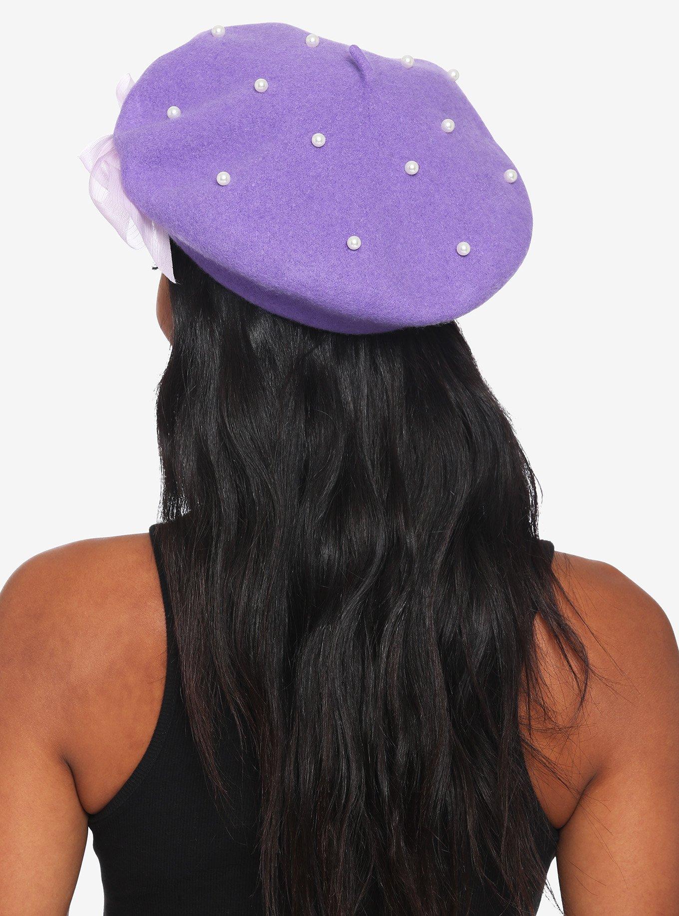 Purple Pearl & Bow Beret | Hot Topic