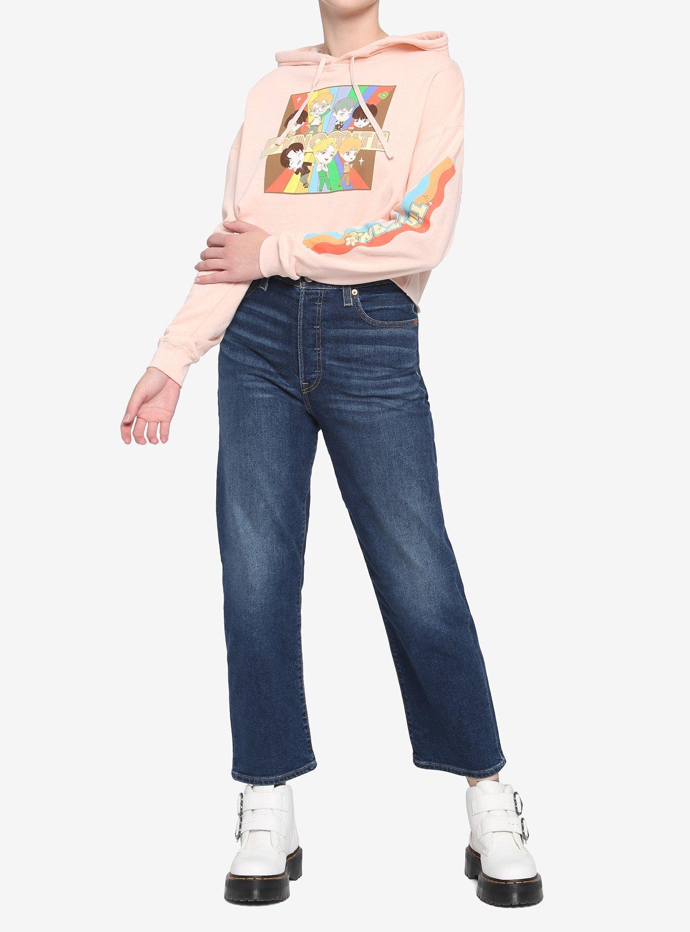 TinyTAN Dynamite Pink Group Girls Crop Hoodie Inspired By BTS | Hot Topic