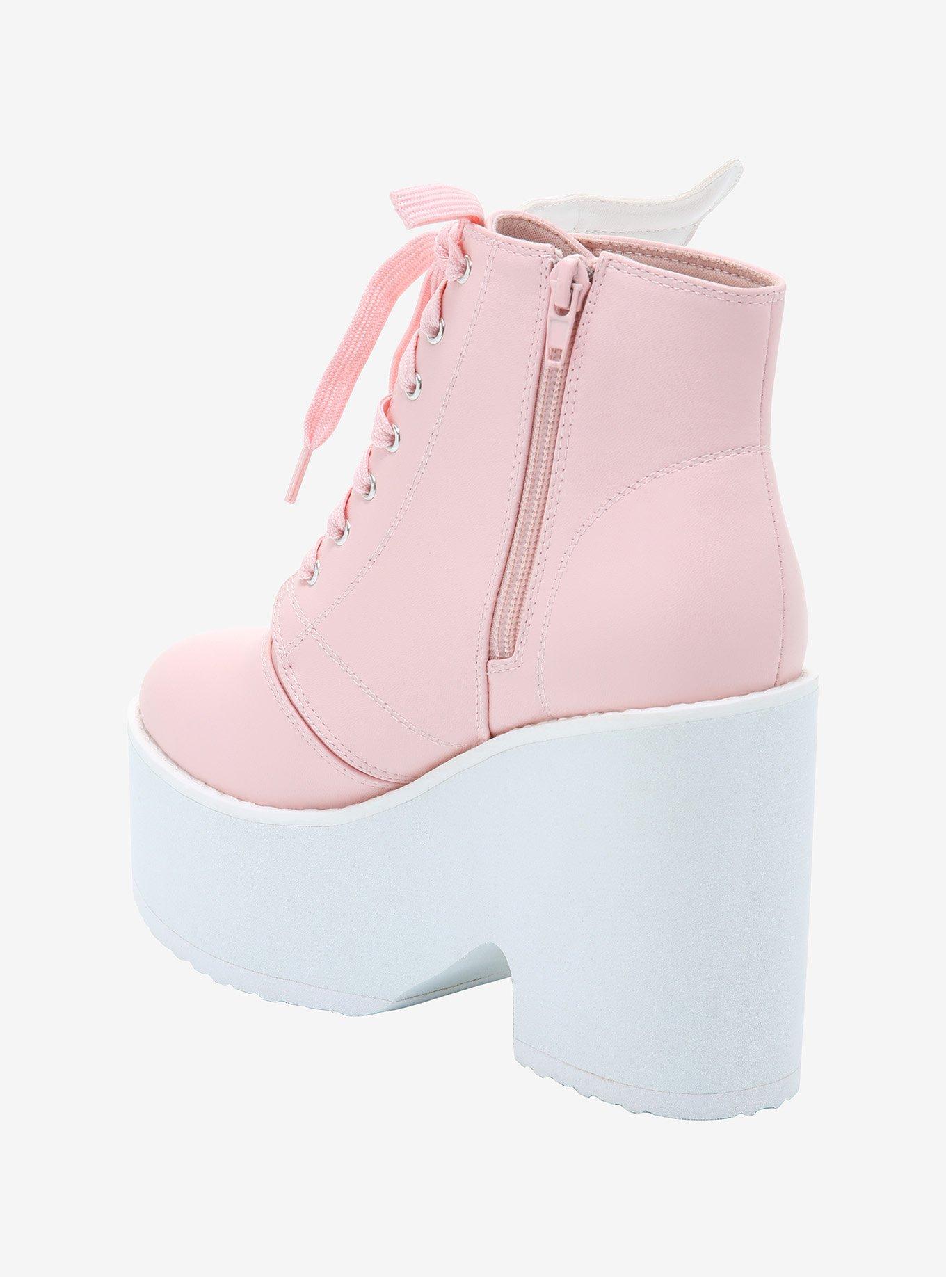 Pastel Pink Angel Wing Platform Boots | Hot Topic