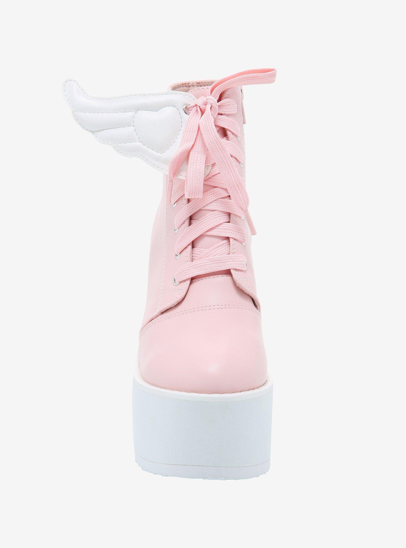 Pastel Pink Angel Wing Platform Boots | Hot Topic