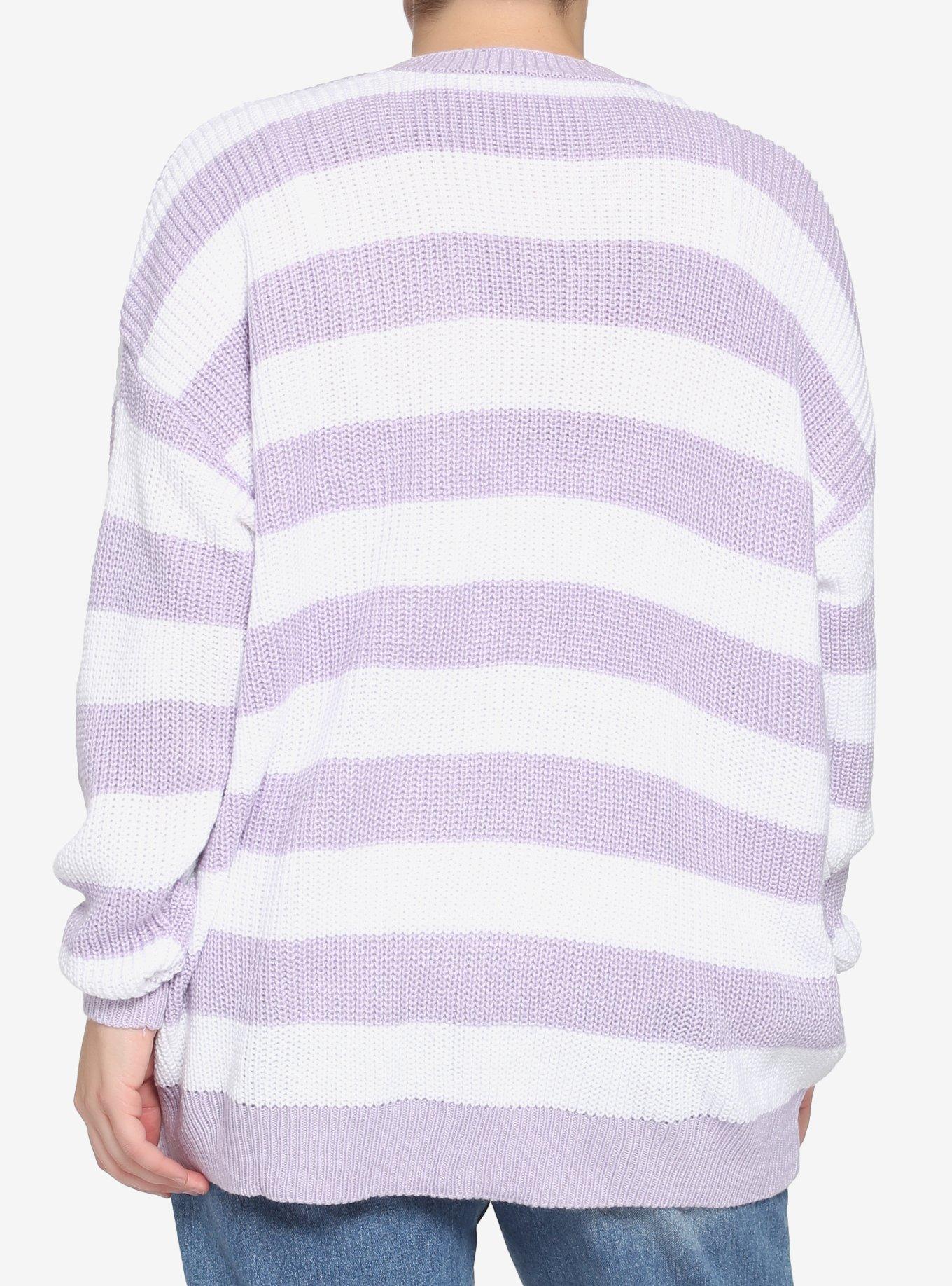 Lilac Moon Stripe Boyfriend Fit Girls Cardigan Plus Size | Hot Topic