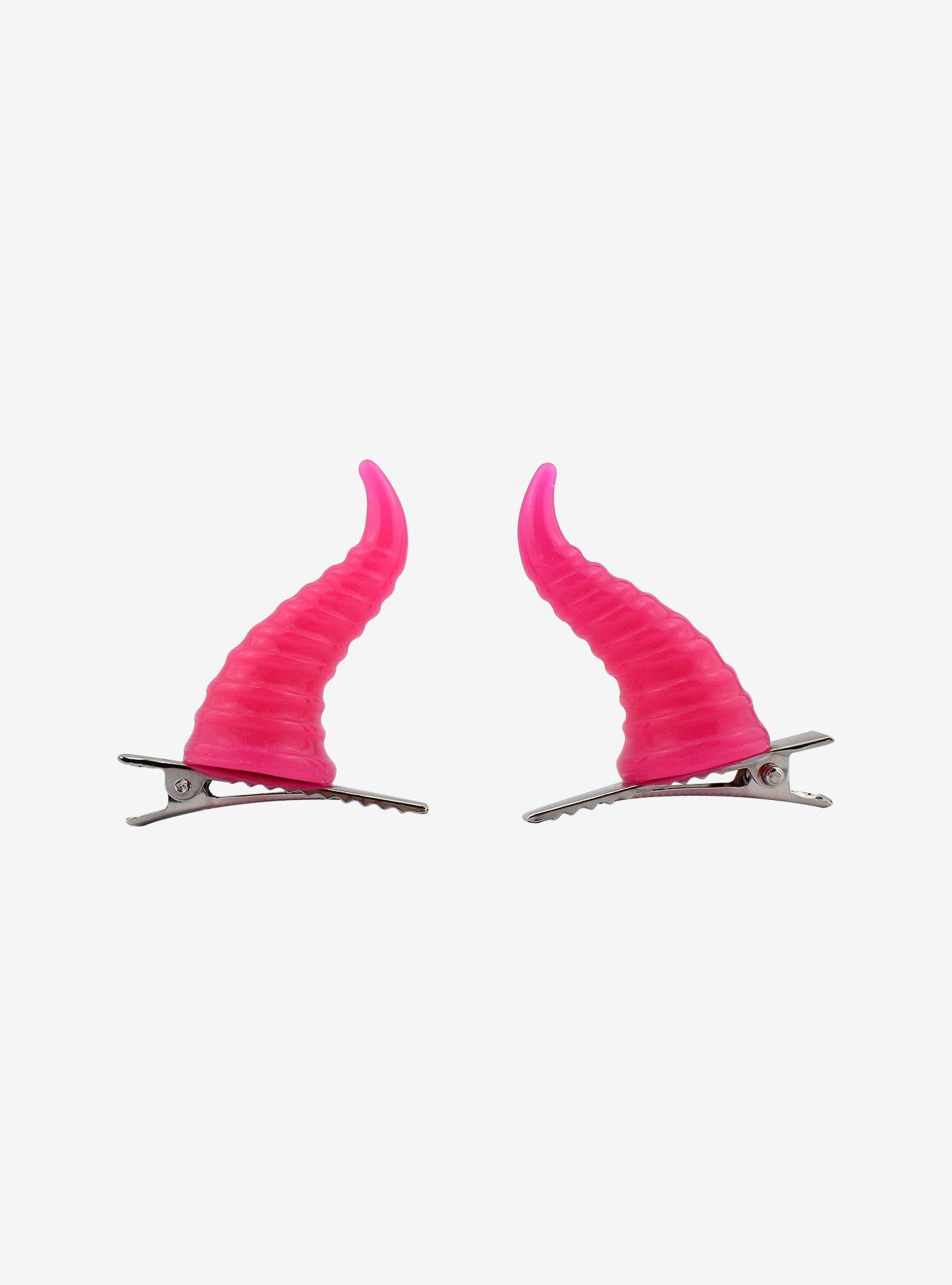 Hot Pink Horn Hair Clip Set | Hot Topic