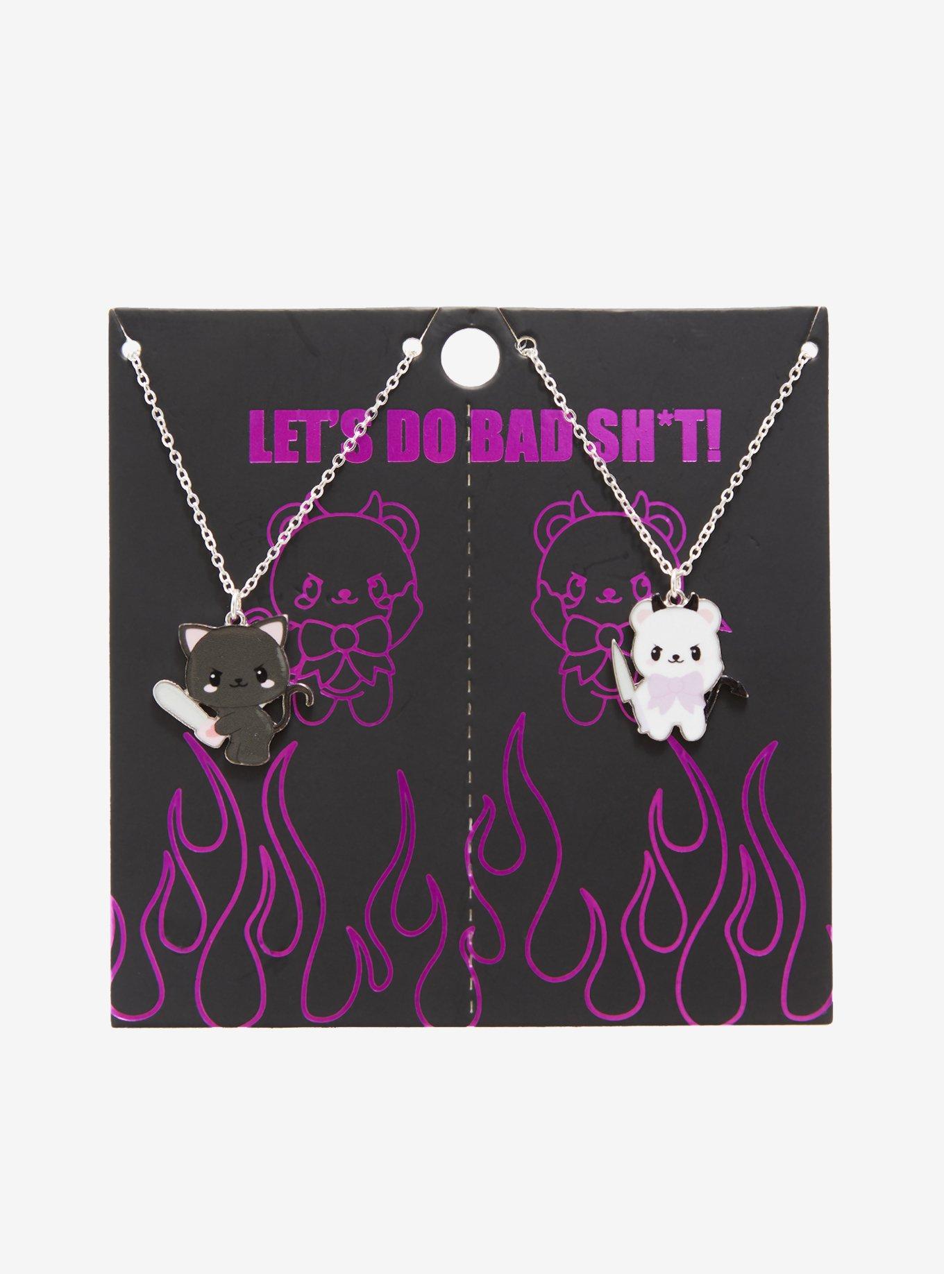 Devilish Cat & Bear Best Friend Necklace Set | Hot Topic