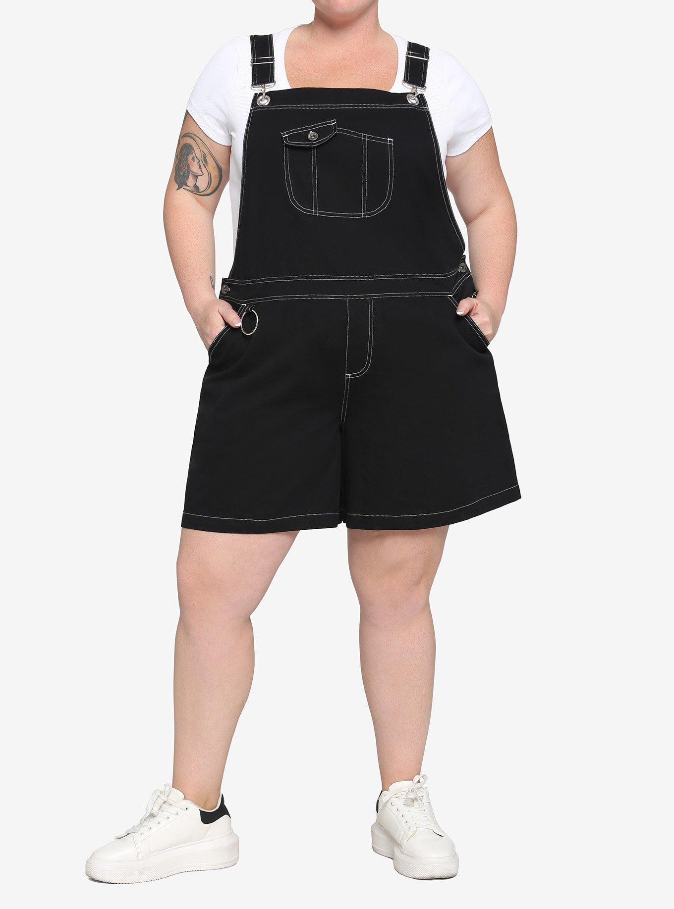 Black Contrast Stitch Shortalls | Hot Topic