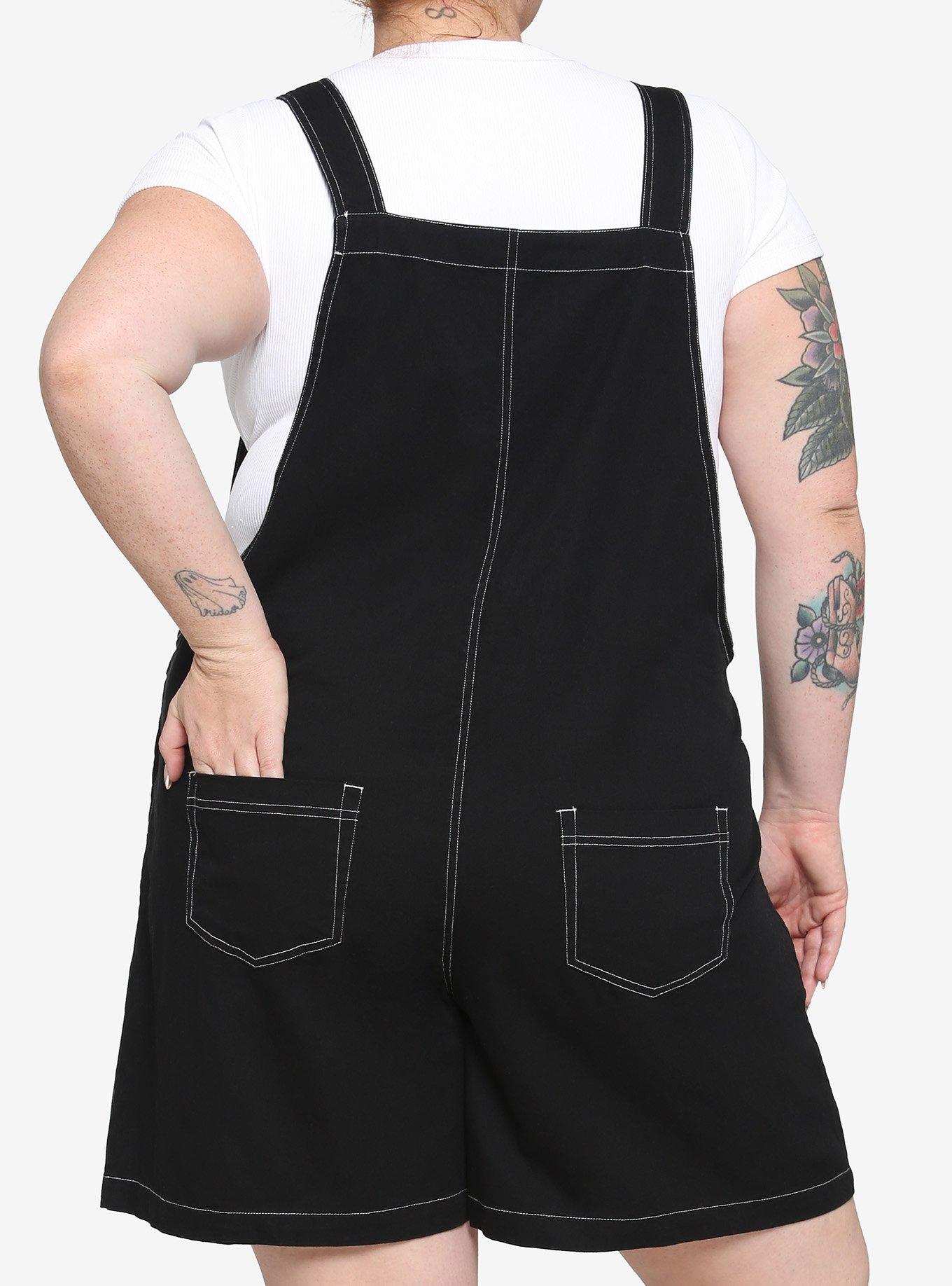 Black Contrast Stitch Shortalls | Hot Topic