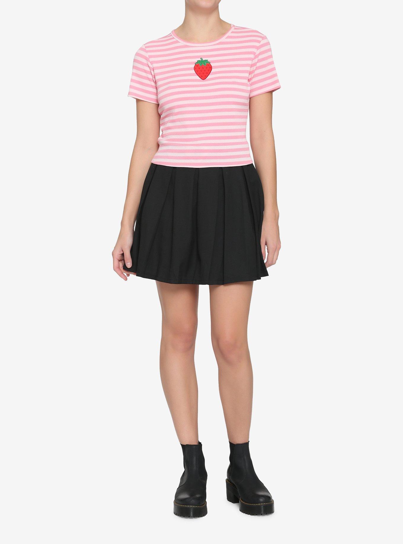 Embroidered Strawberry Stripe Girls Baby T-Shirt | Hot Topic