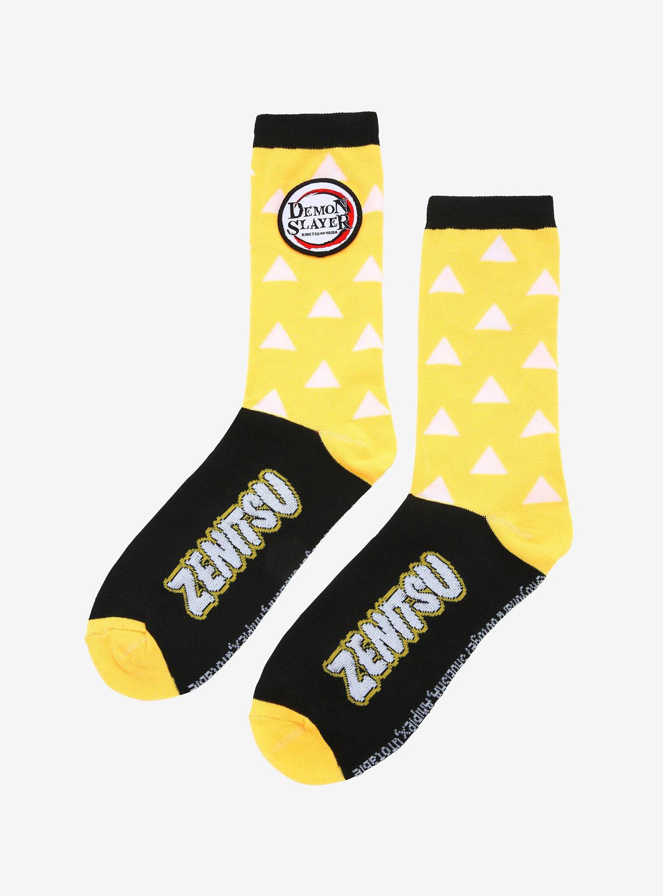 Demon Slayer: Kimetsu no Yaiba Zenitsu Patterned Socks - BoxLunch ...