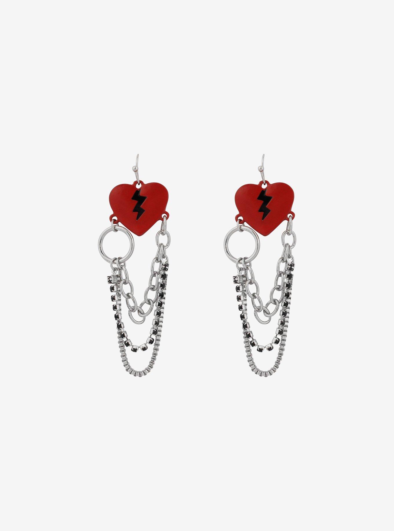 Broken Heart Multi Chain Drop Earrings | Hot Topic