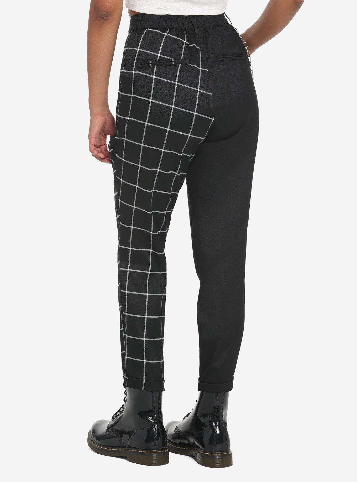 Black & White Split Grid Pants | Hot Topic