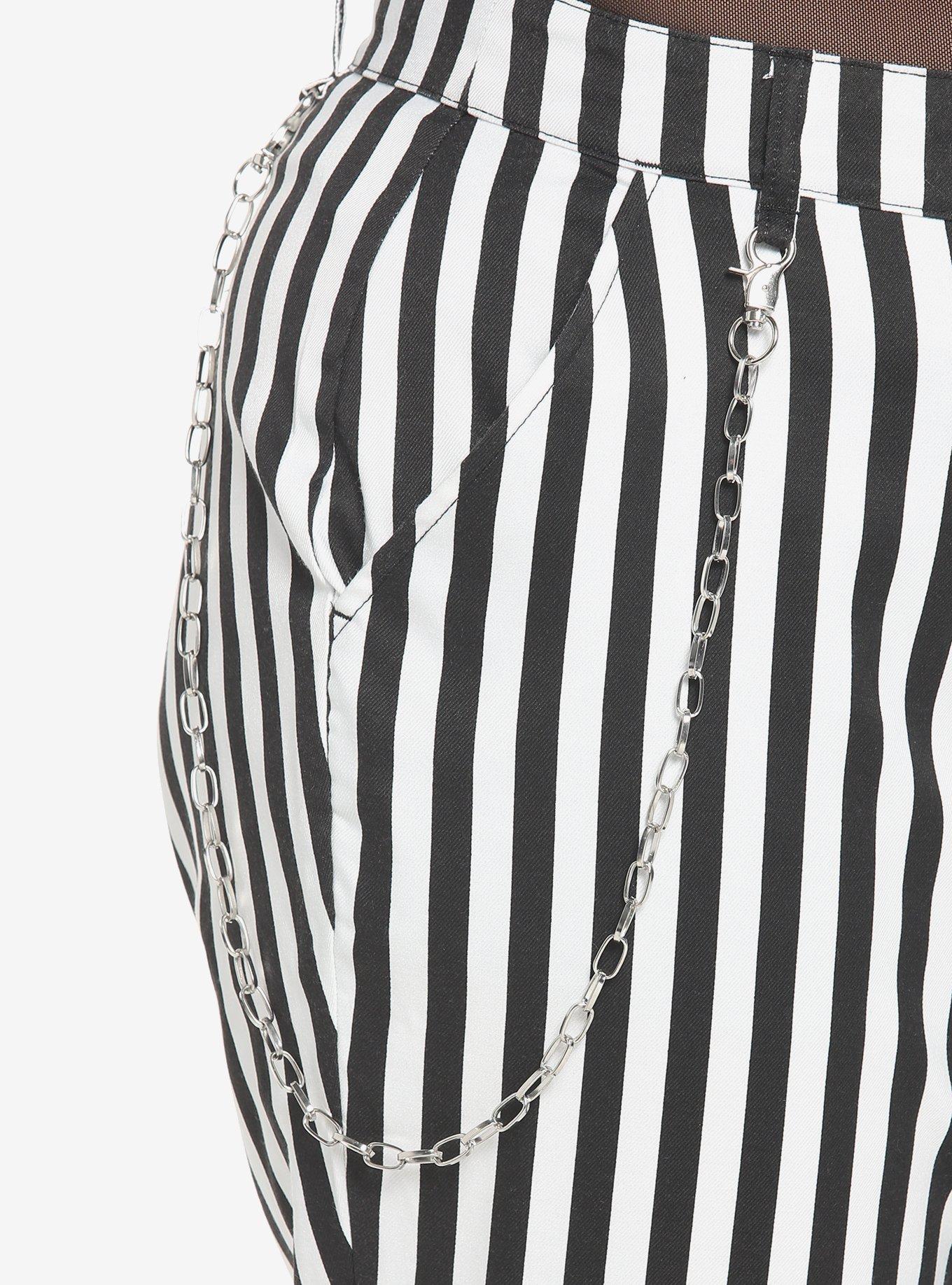 Black & White Stripe Split Chain Pants Plus Size | Hot Topic