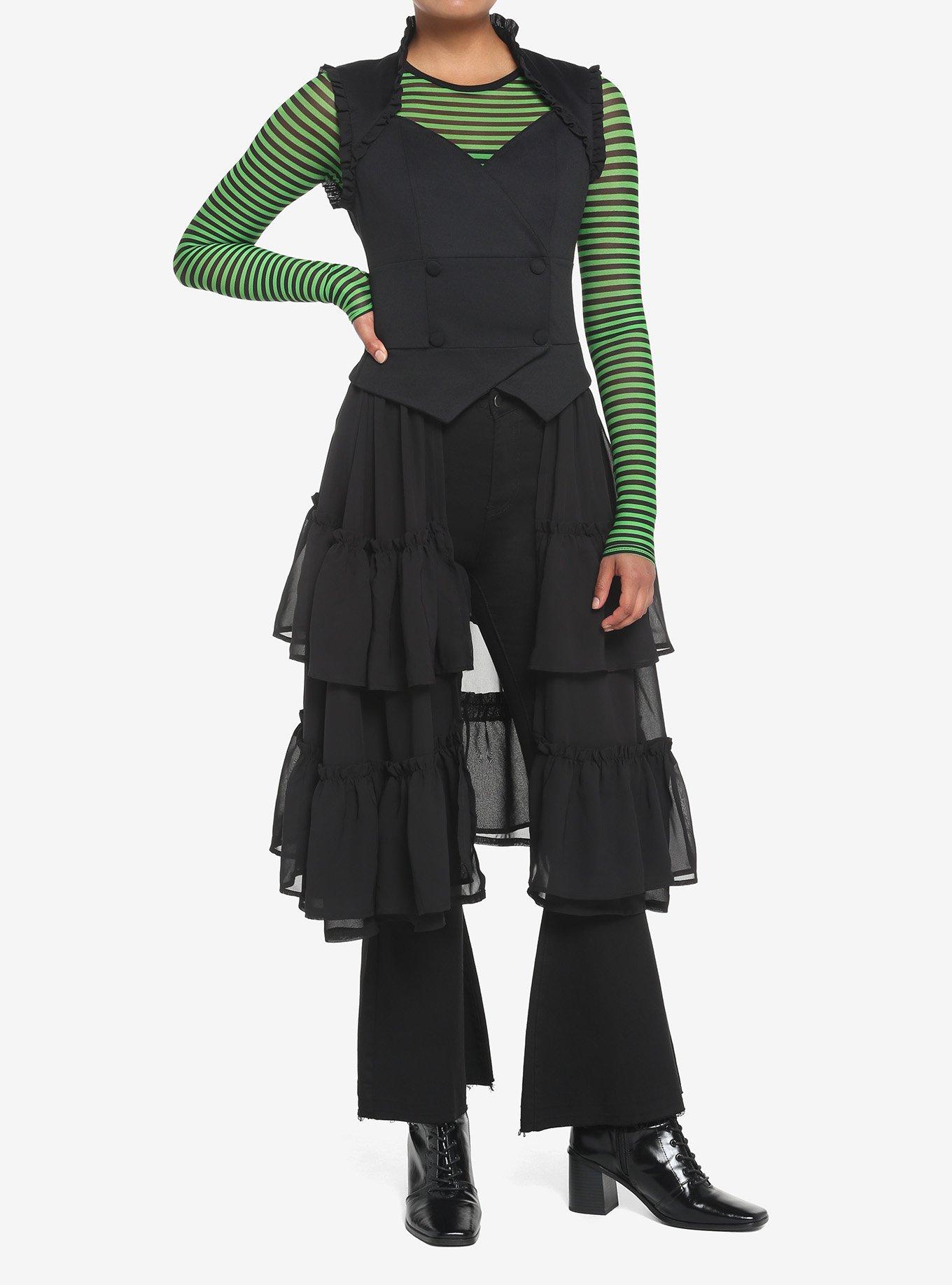 Chiffon Tiered Double-Breasted Hi-Low Girls Vest | Hot Topic