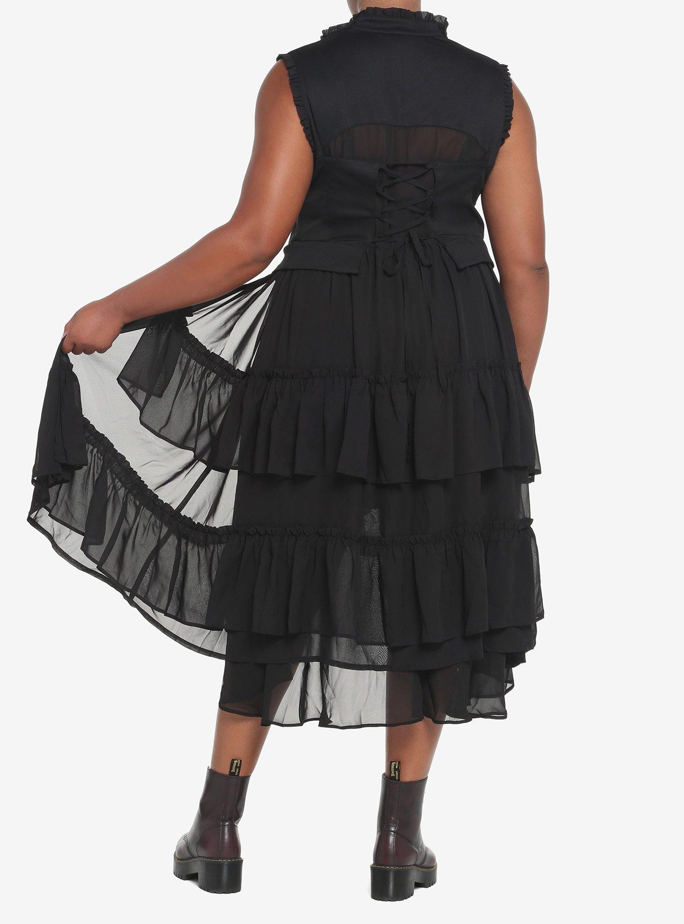 Chiffon Tiered Double-Breasted Hi-Low Girls Vest Plus Size | Hot Topic