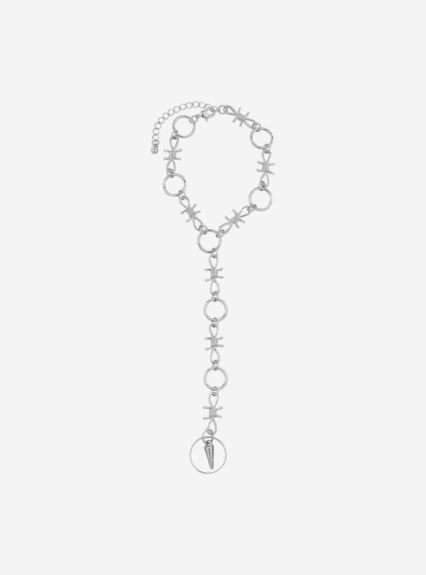 Barbed Wire Spike Hand Ring Bracelet | Hot Topic
