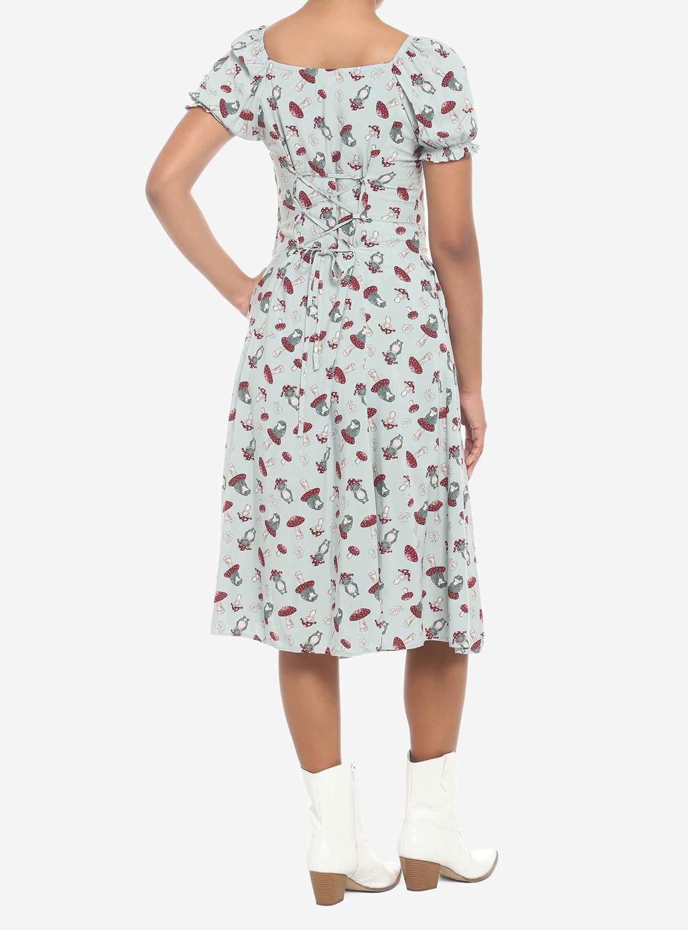 Frog Mushroom Sage Green Empire Midi Dress | Hot Topic