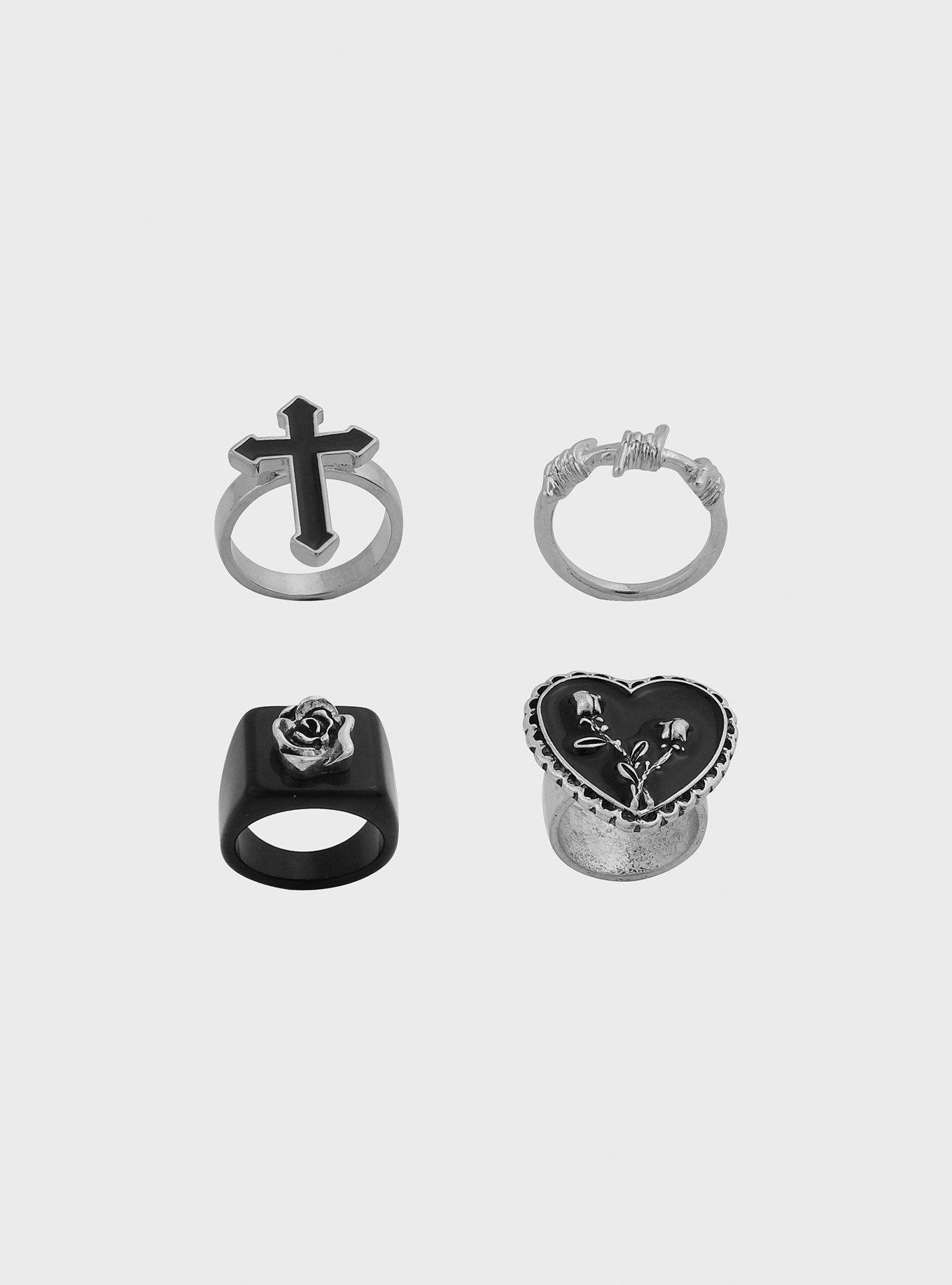 Gothic Heart Rose Ring Set | Hot Topic