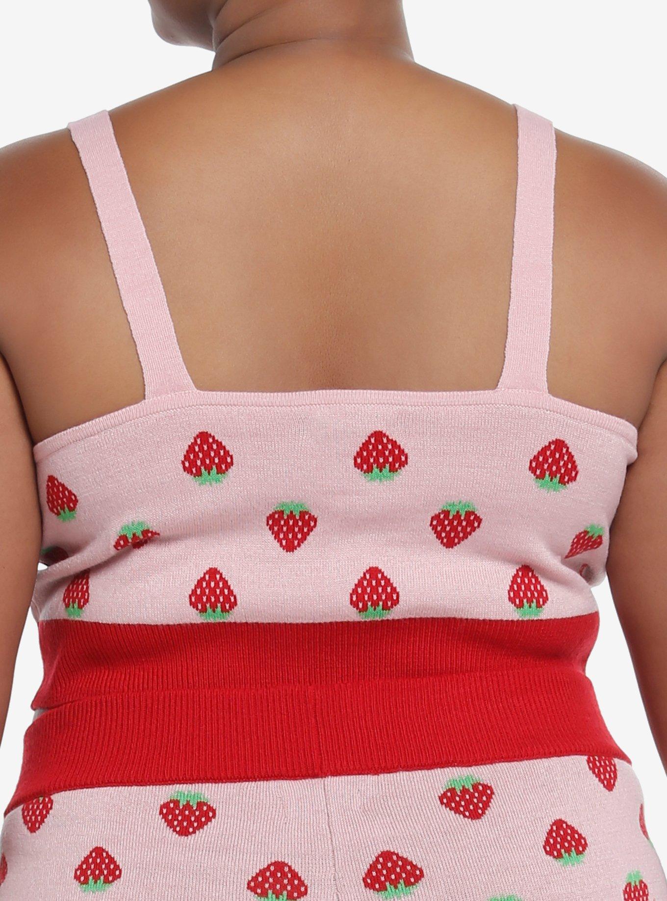 Strawberry Intarsia Knit Girls Crop Cami Plus Size | Hot Topic
