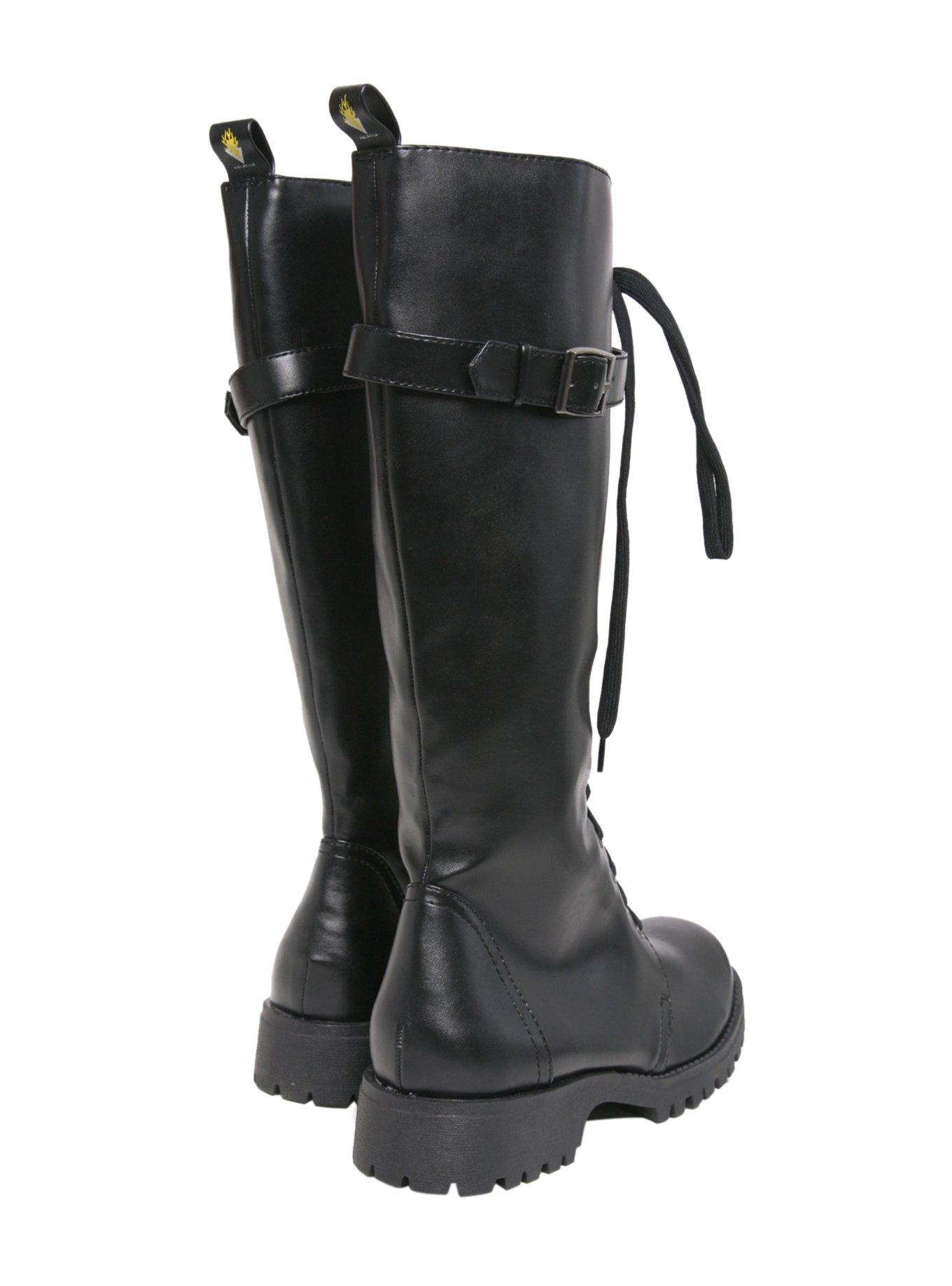 Volatile Black Strap Combat Boots | Hot Topic