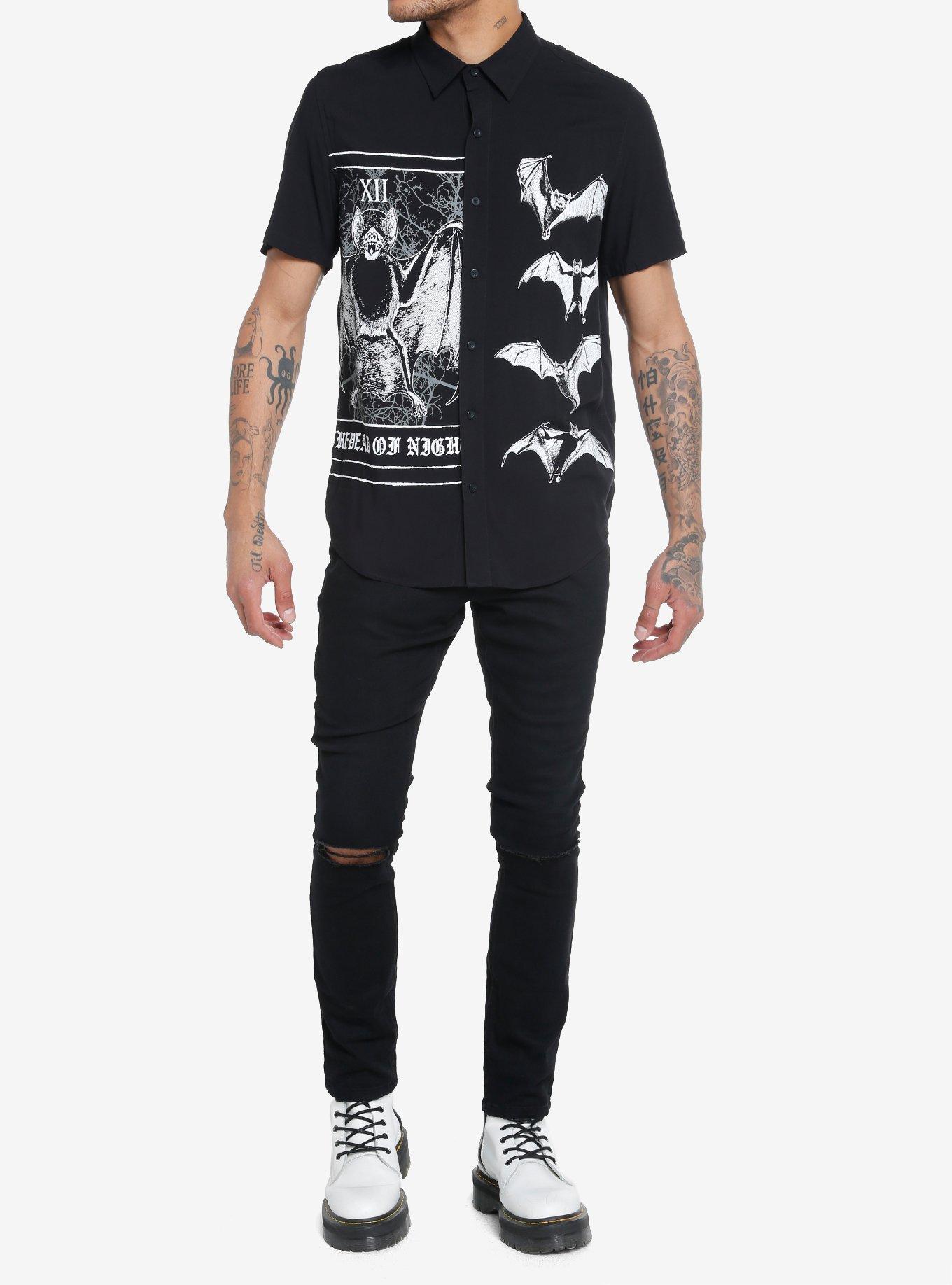 Bat Tarot Card Woven Button-Up | Hot Topic
