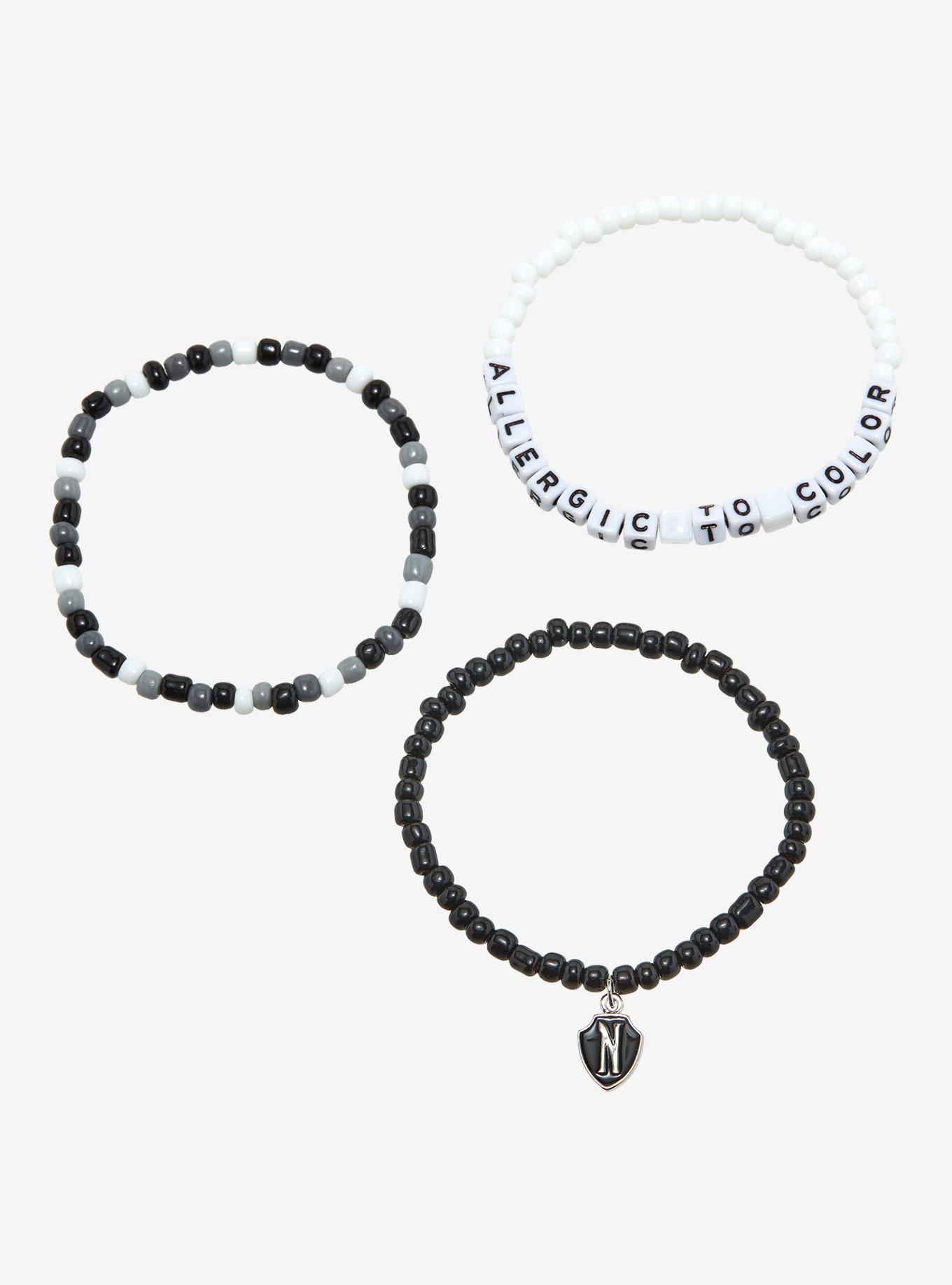 Wednesday Monochrome Beaded Bracelet Set | Hot Topic