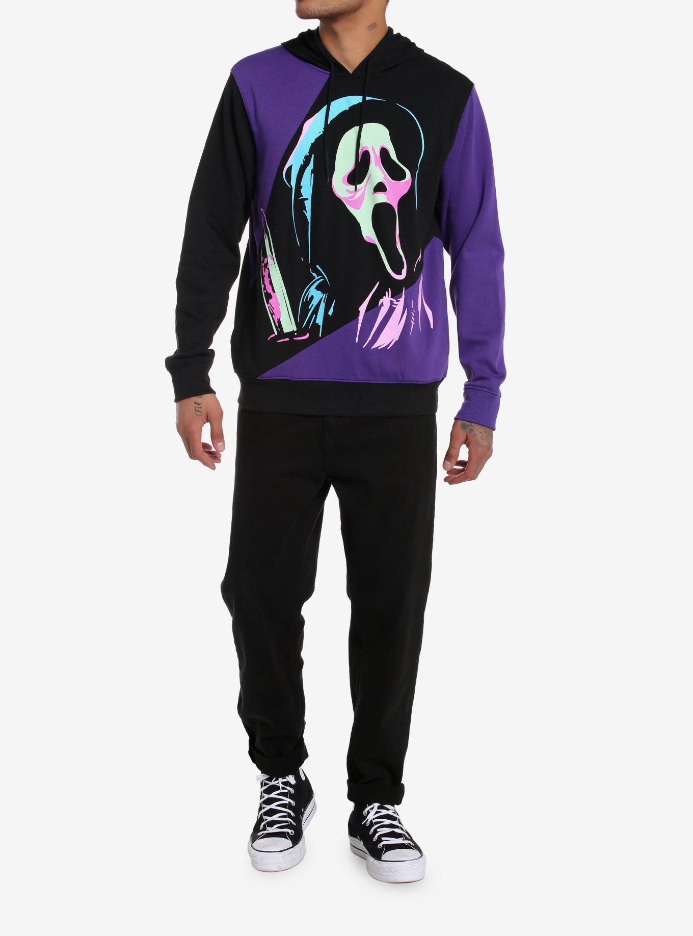 Scream Ghost Face Black & Purple Panels Hoodie | Hot Topic