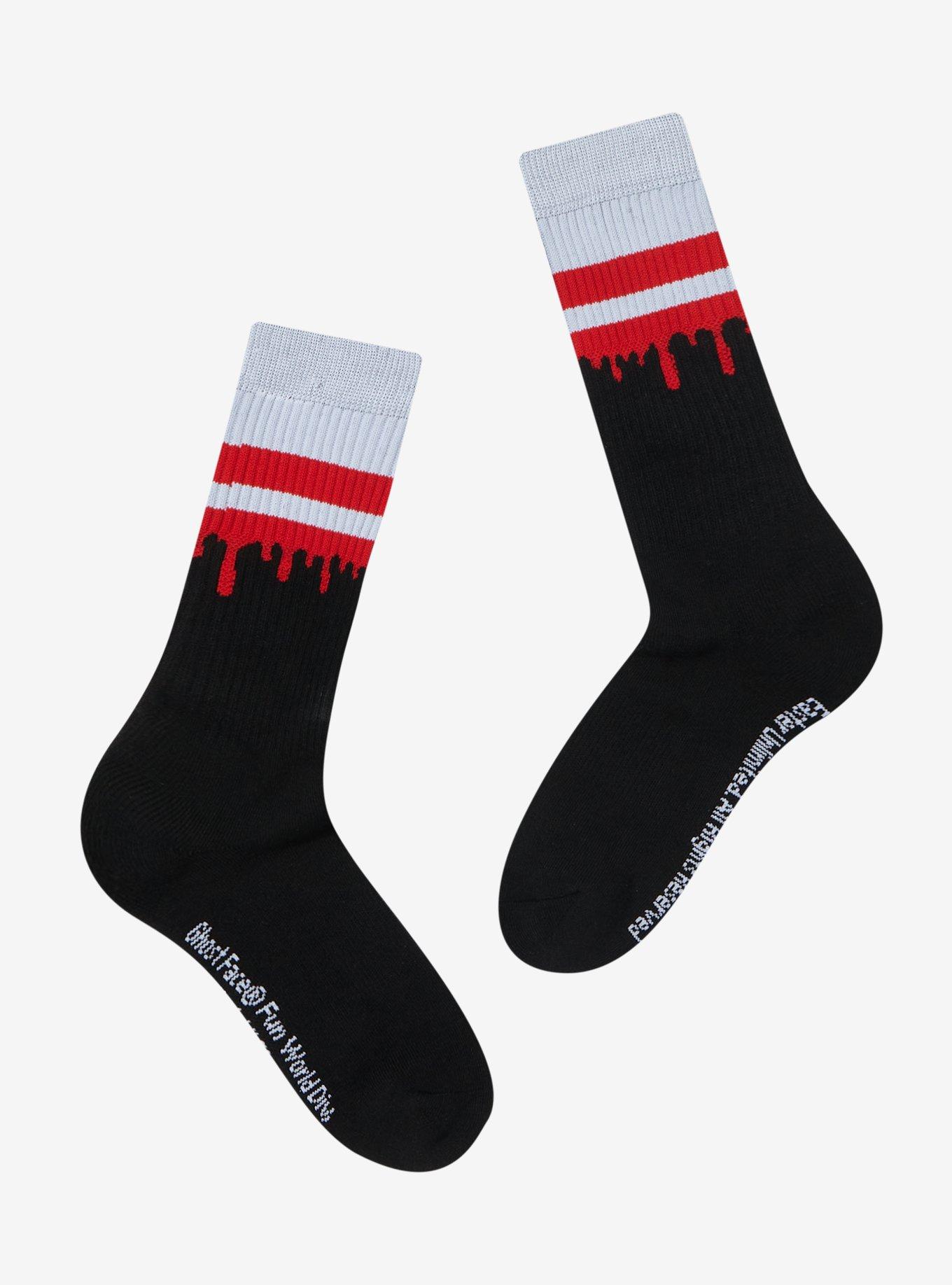 Scream Ghost Face Blood Drip Glow-In-The-Dark Crew Socks | Hot Topic