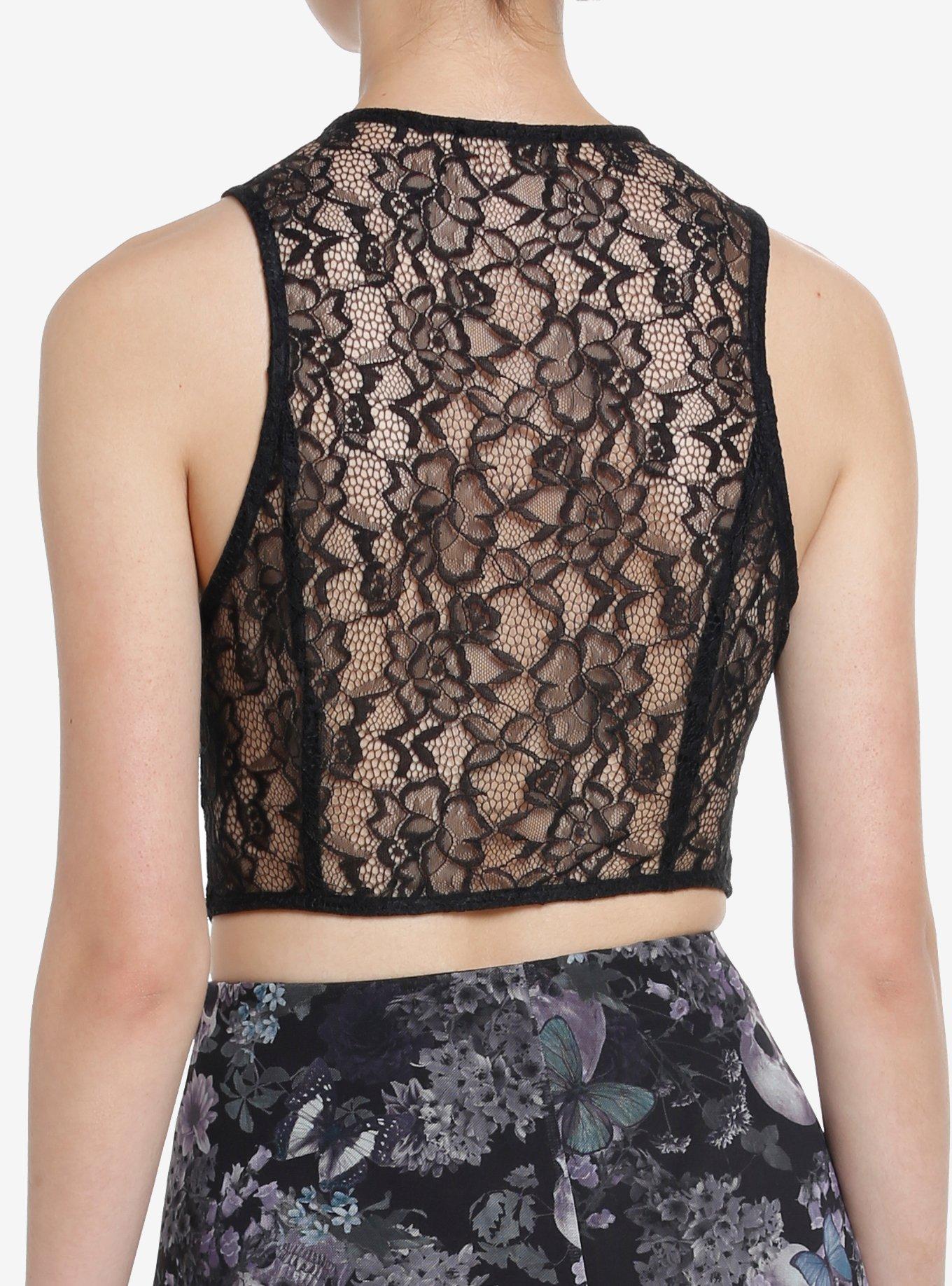 Thorn & Fable Black Lace Back Girls Vest | Hot Topic
