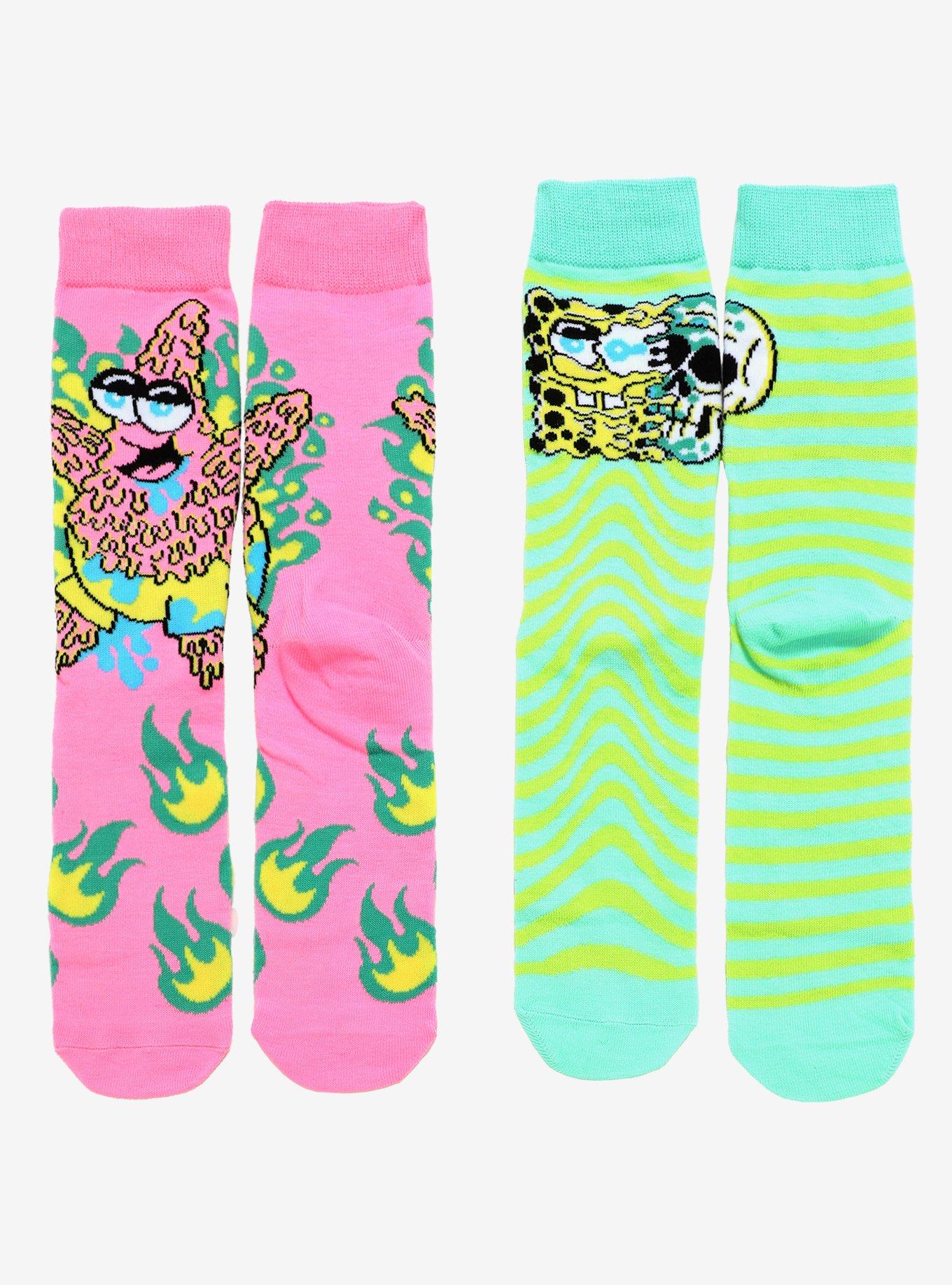 SpongeBob SquarePants Melting Duo Neon Crew Socks 2 Pair | Hot Topic
