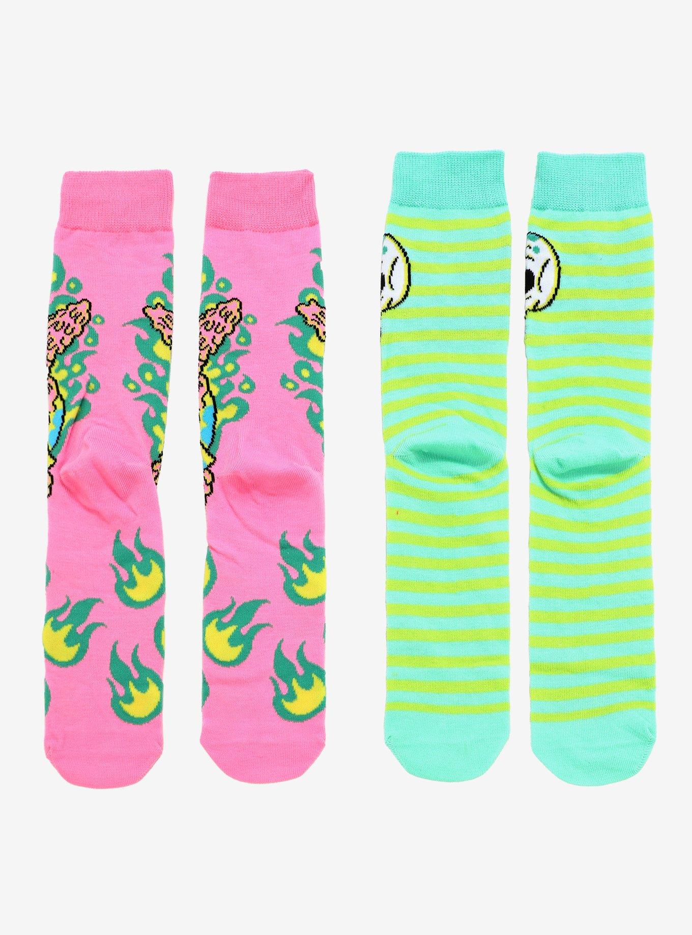 SpongeBob SquarePants Melting Duo Neon Crew Socks 2 Pair | Hot Topic
