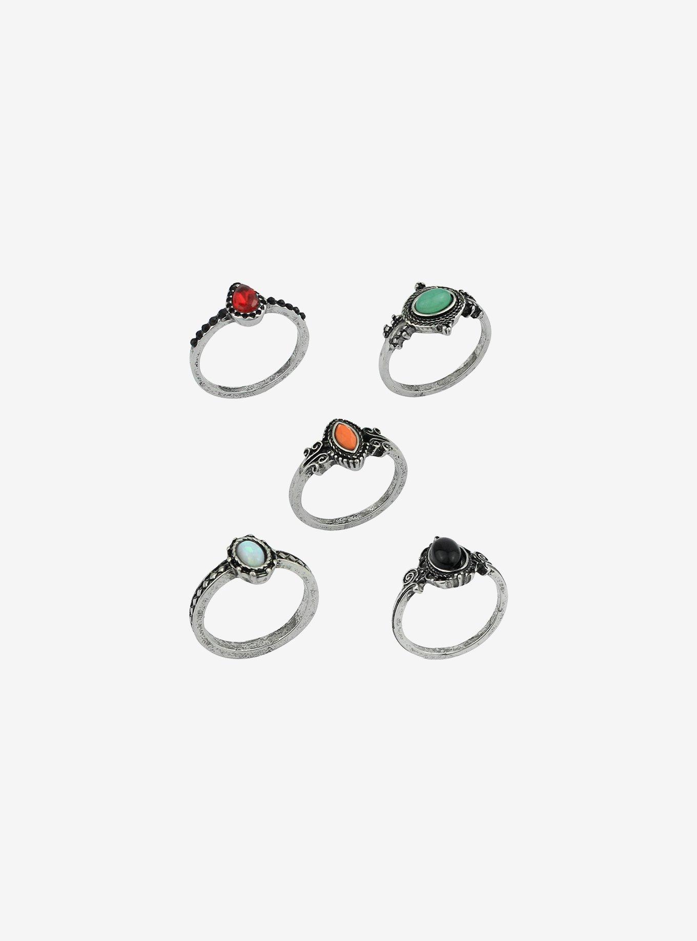 Thorn & Fable Multicolor Stone Ring Set | Hot Topic