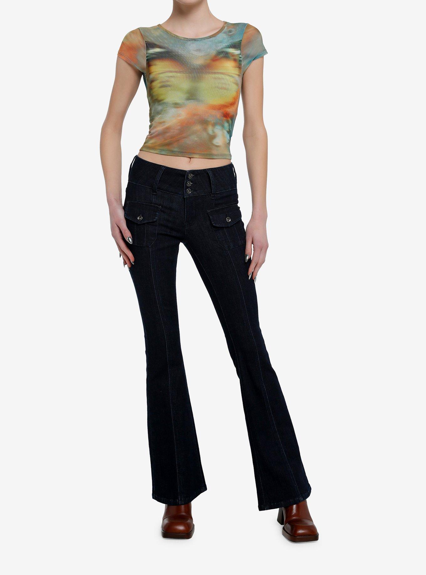 Hot Topic Blurry Butterfly Mesh Girls Crop Top | Hamilton Place