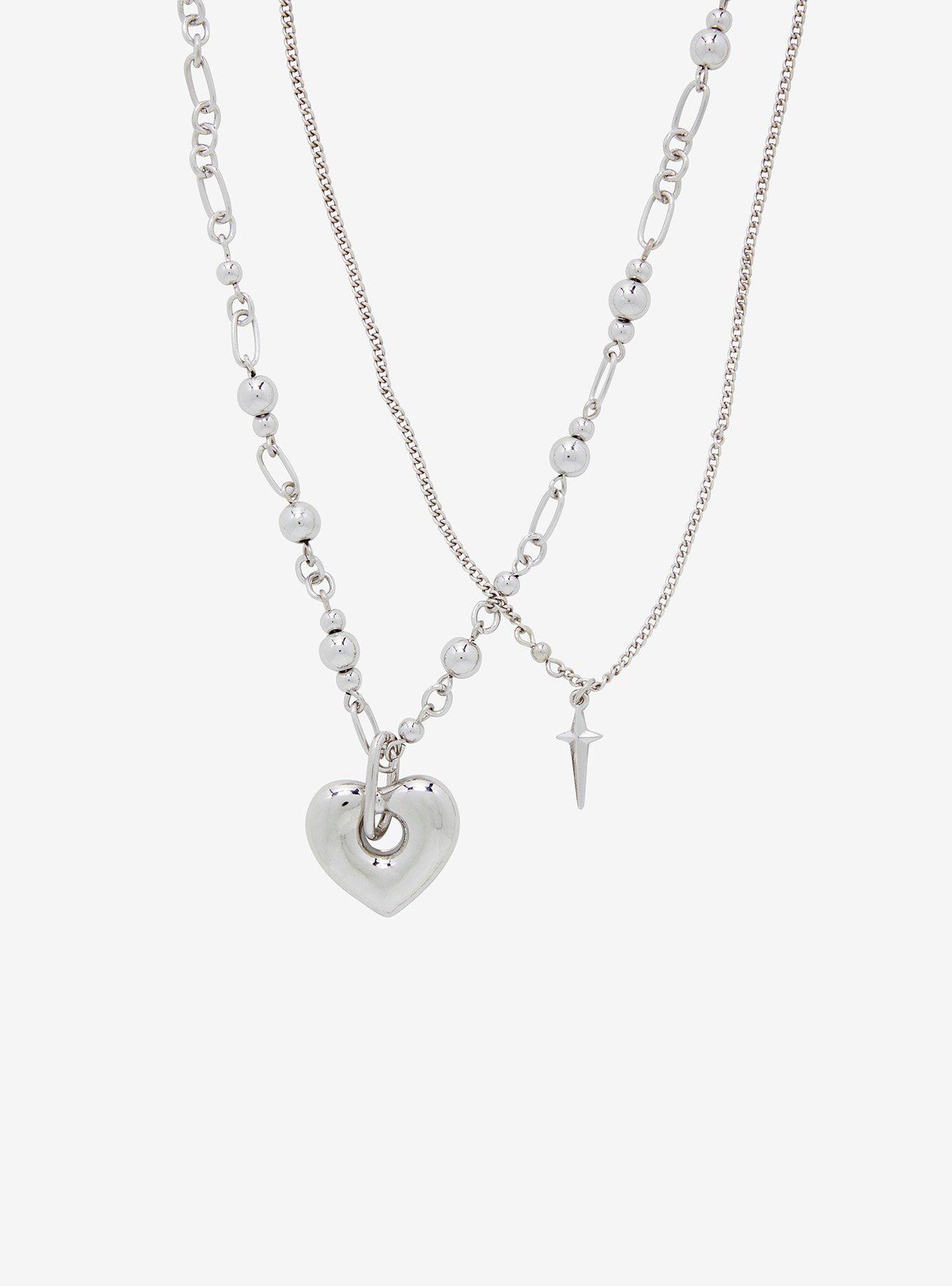 Social Collision Heart Star Chain Necklace Set | Hot Topic