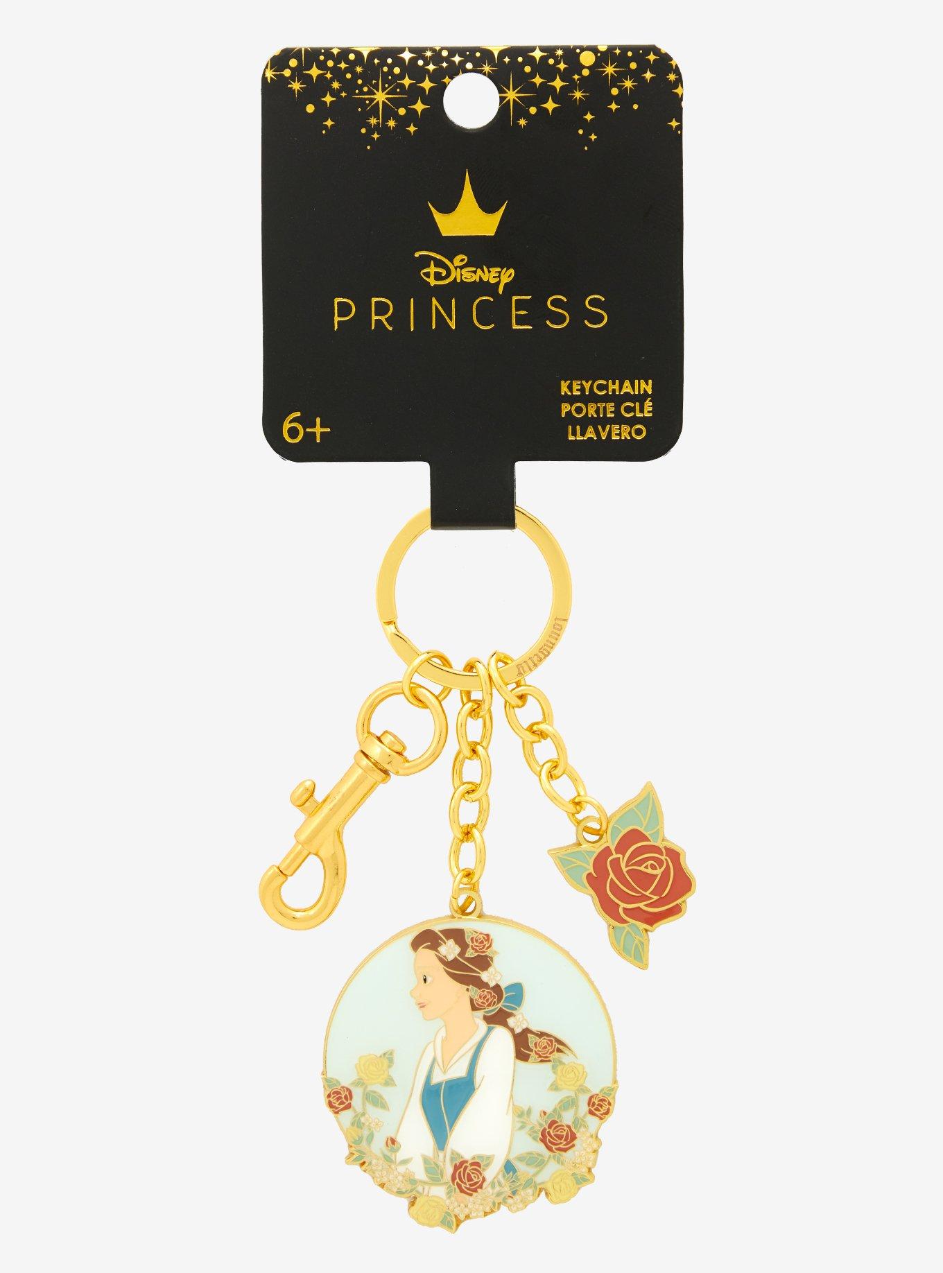 Disney Beauty and the Beast Belle Floral Portrait Keychain -- BoxLunch ...