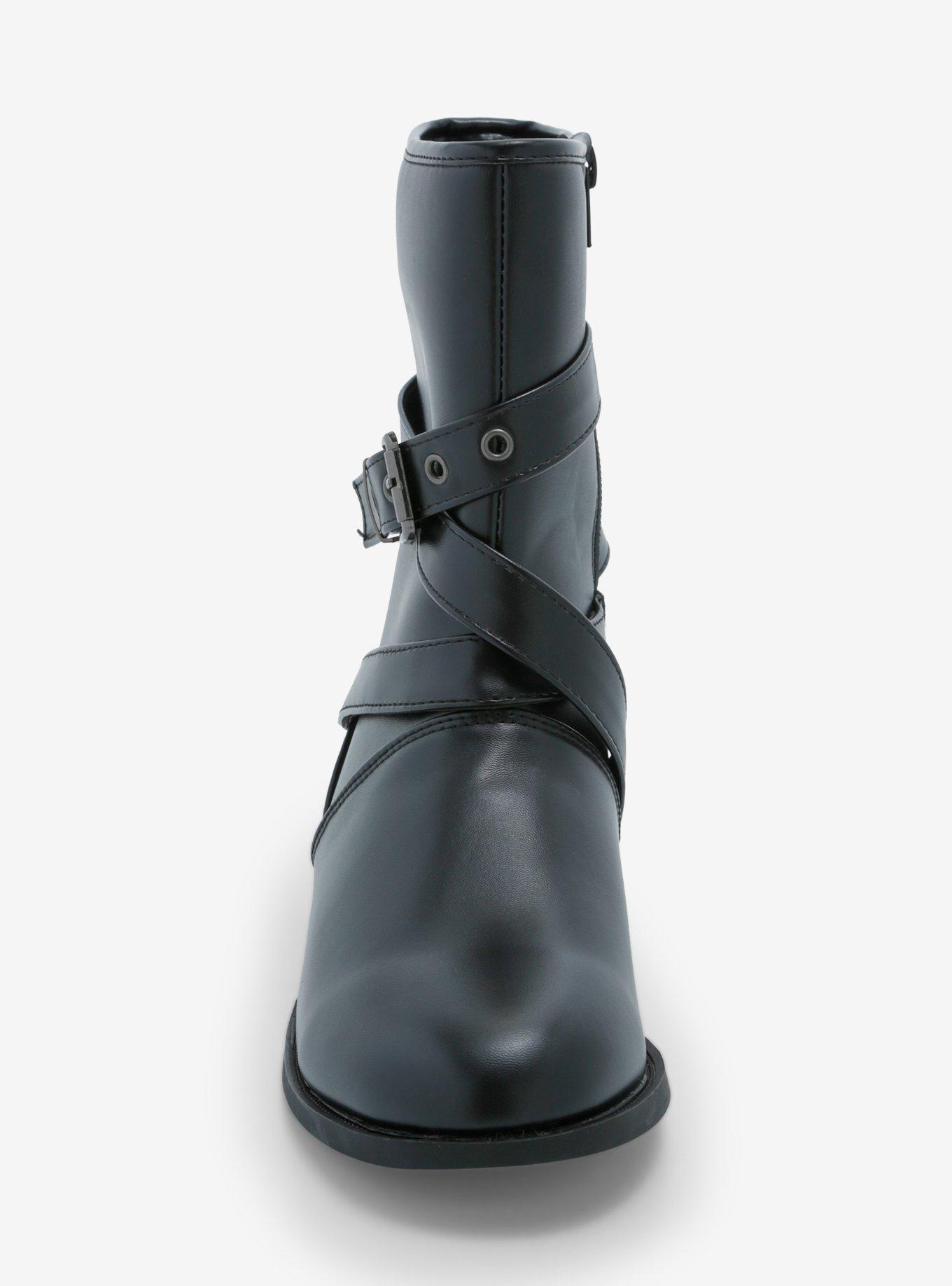 Yoki Black Strap Buckle Boots | Hot Topic
