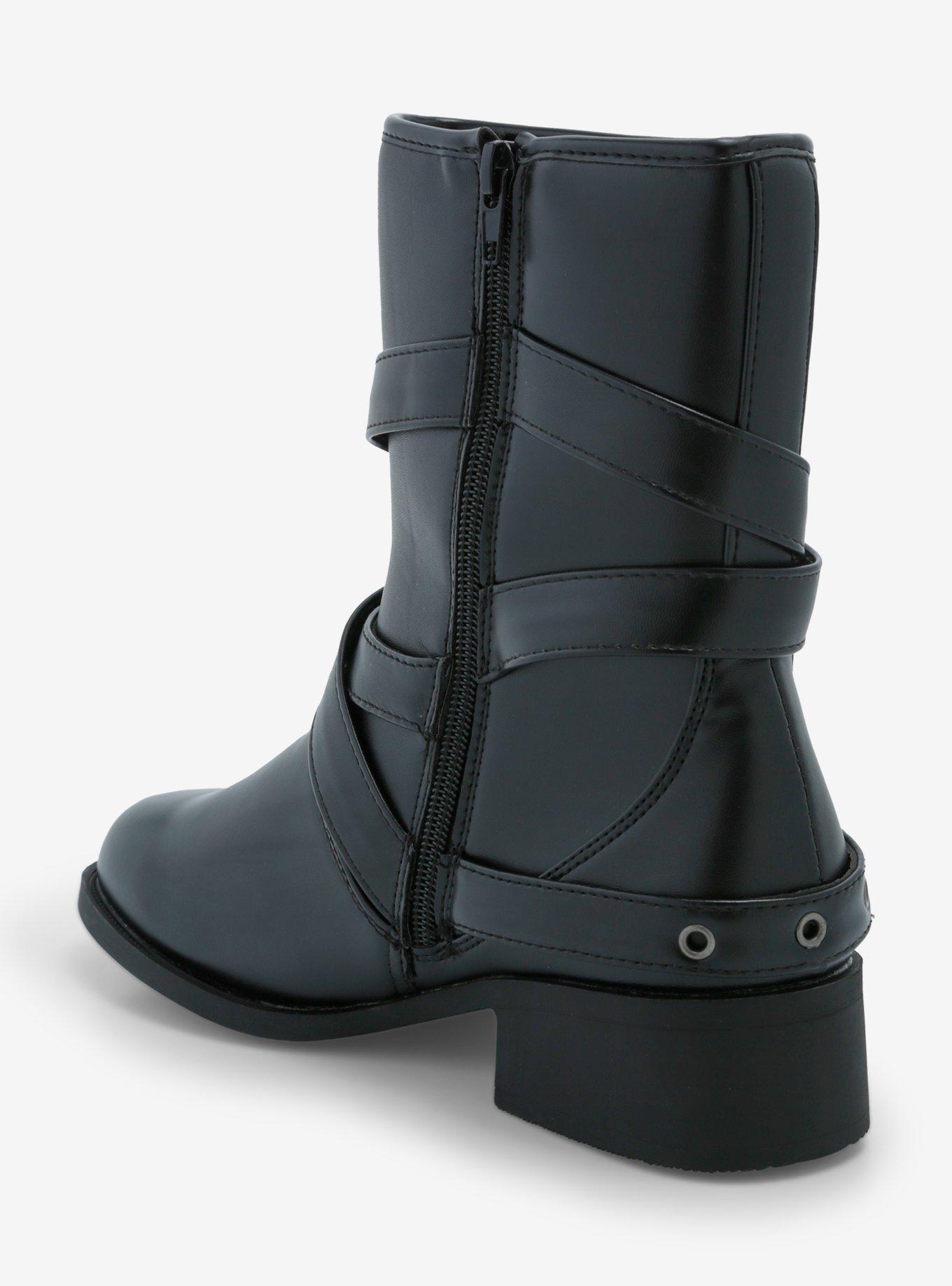 Yoki Black Strap Buckle Boots | Hot Topic