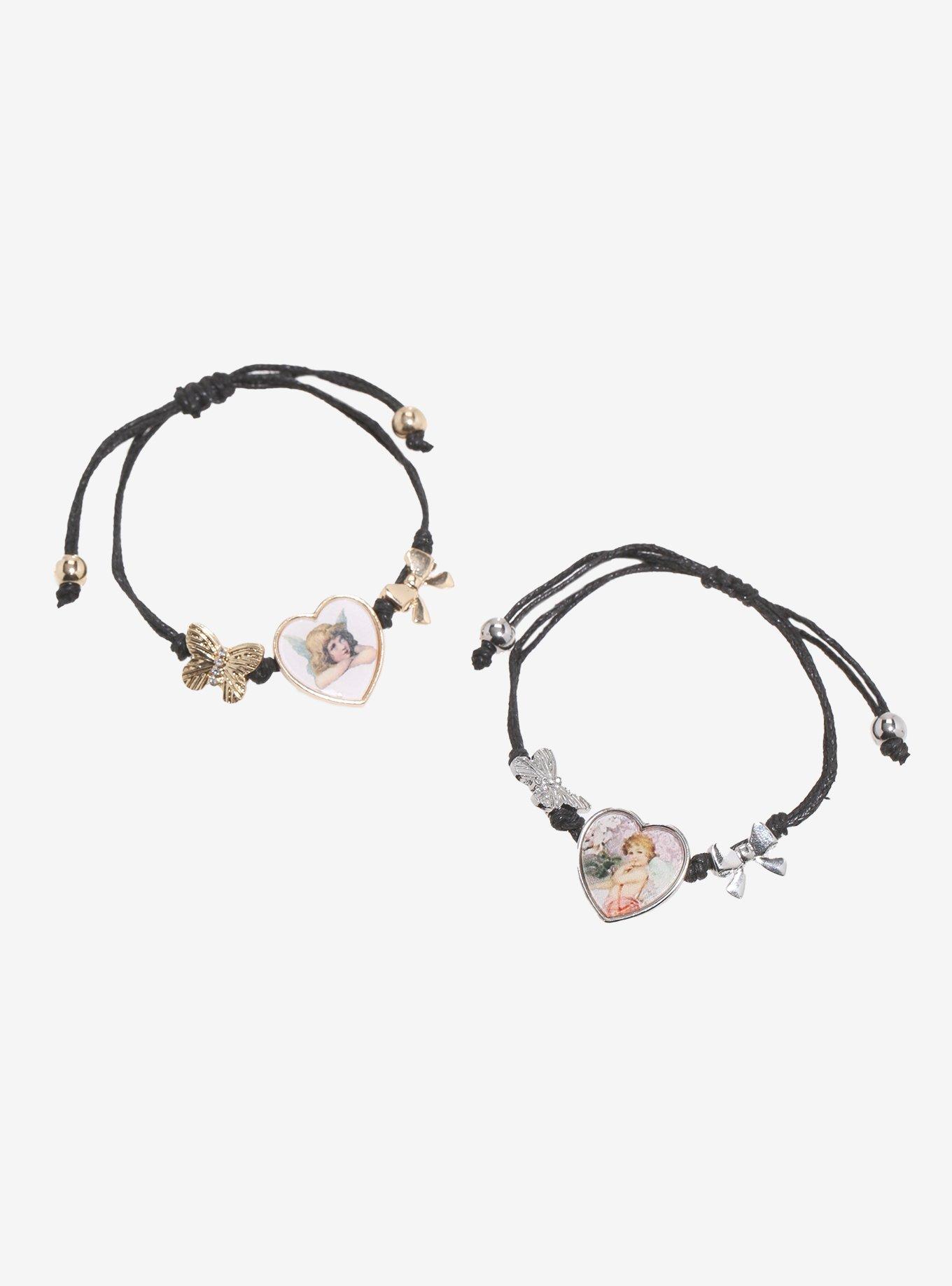 Sweet Society Cherub Heart Best Friend Cord Bracelet Set | Hot Topic
