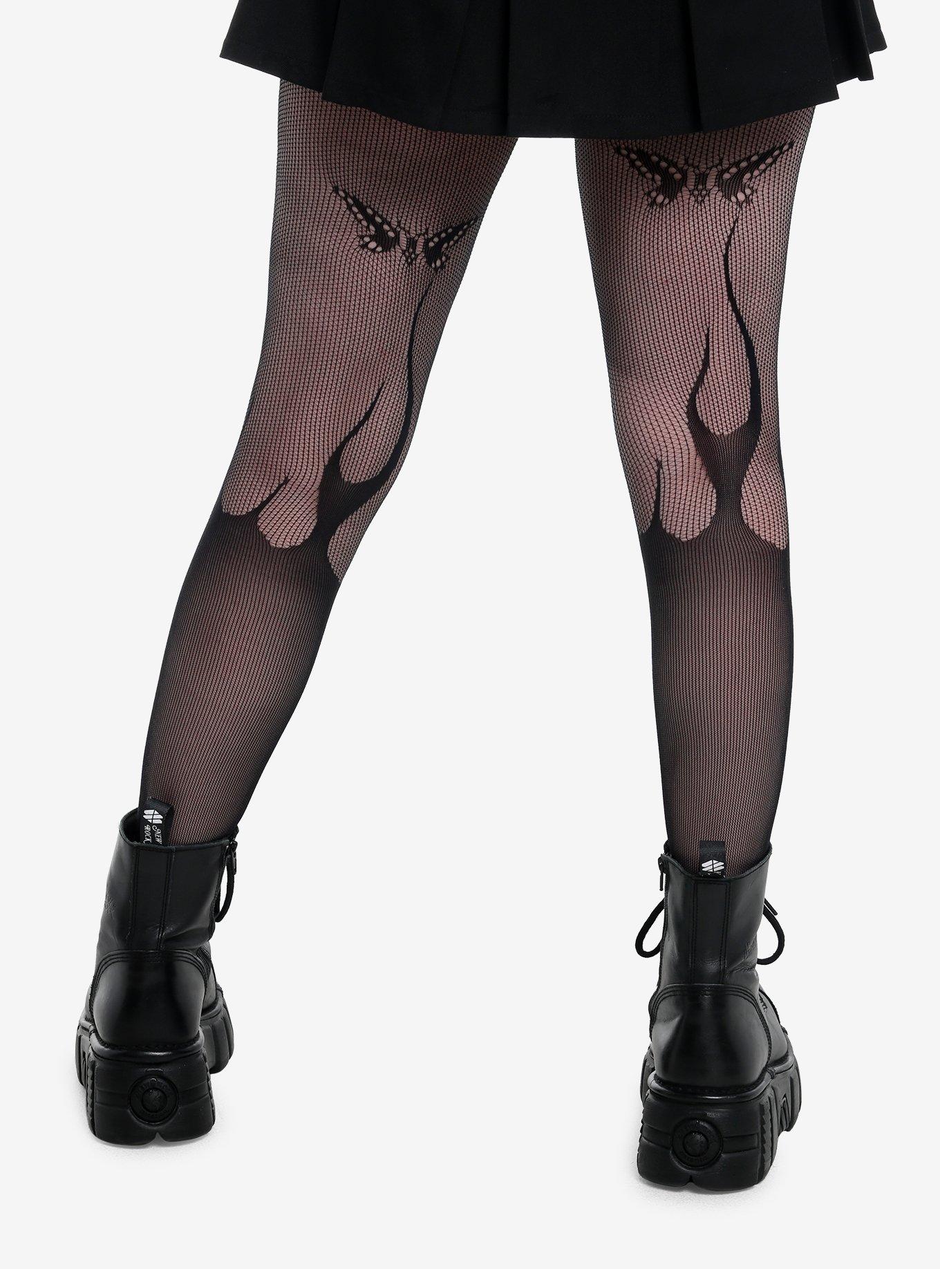 Black Butterfly Flame Tights | Hot Topic