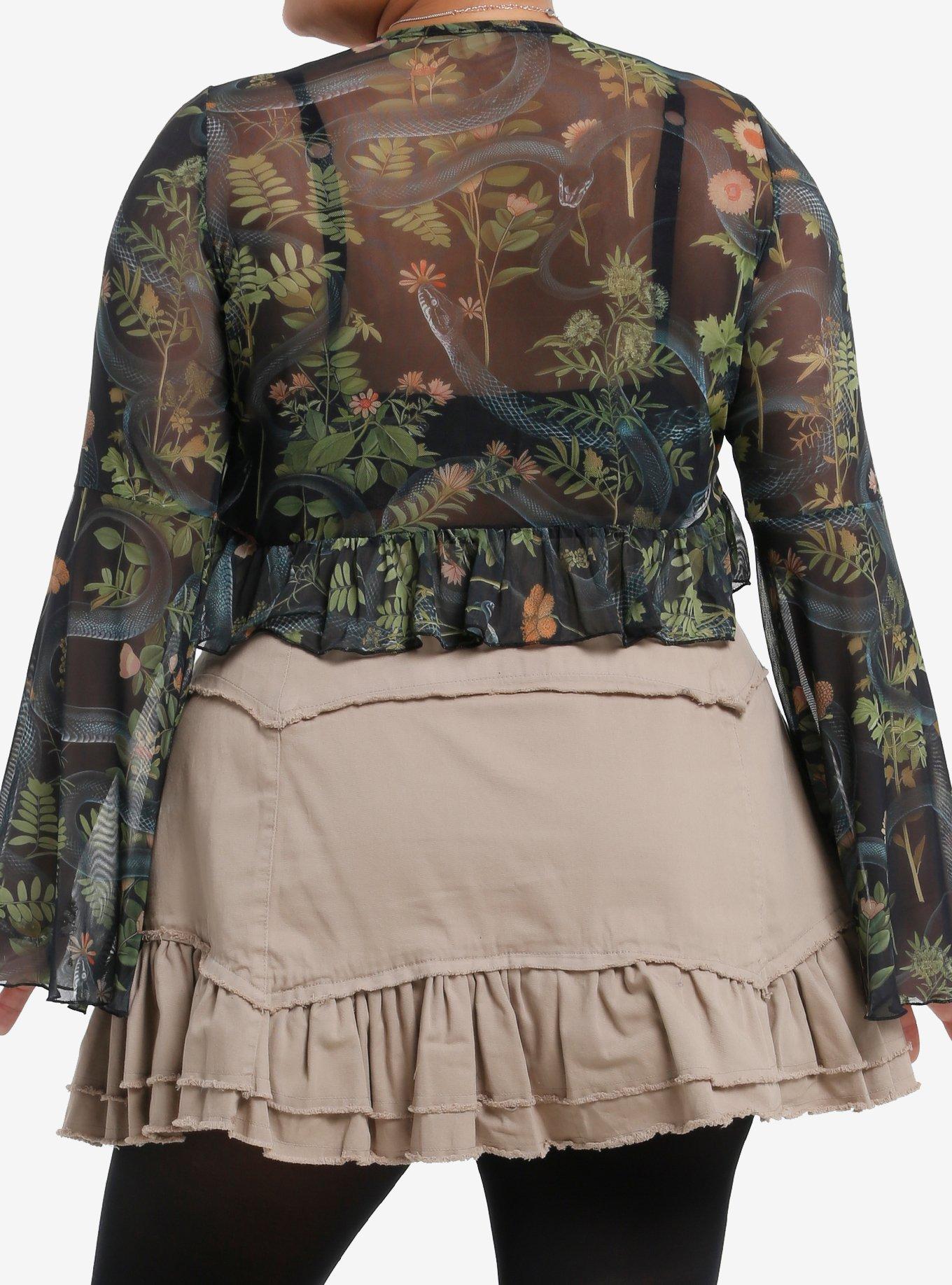 Cosmic Aura Snake Floral Bell Sleeve Shrug Plus Size | Hot Topic