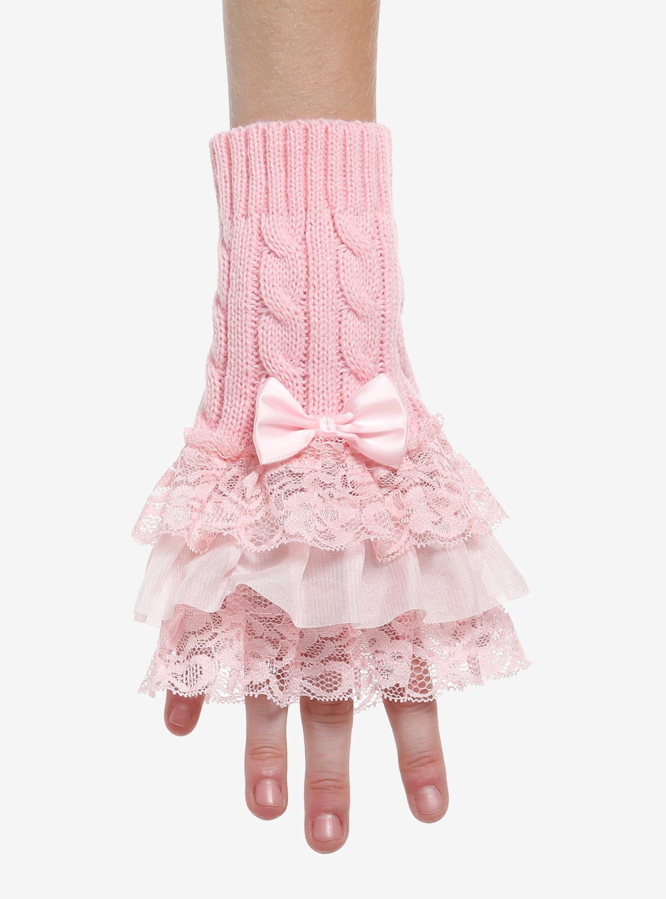 Pink Lace Bow Flare Fingerless Gloves | Hot Topic