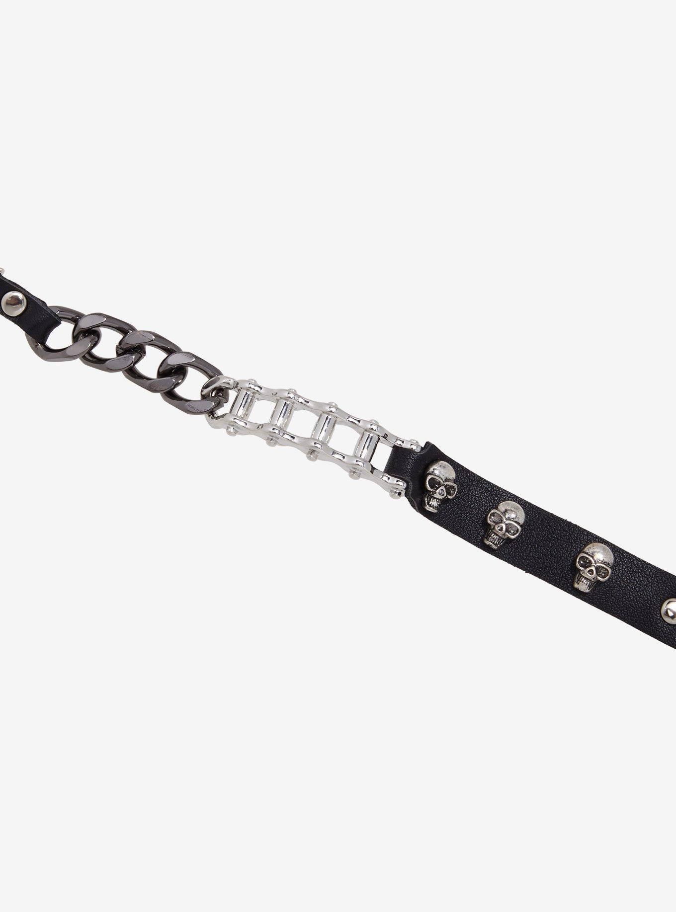 Skull Bike Chain Cuff Bracelet | Hot Topic
