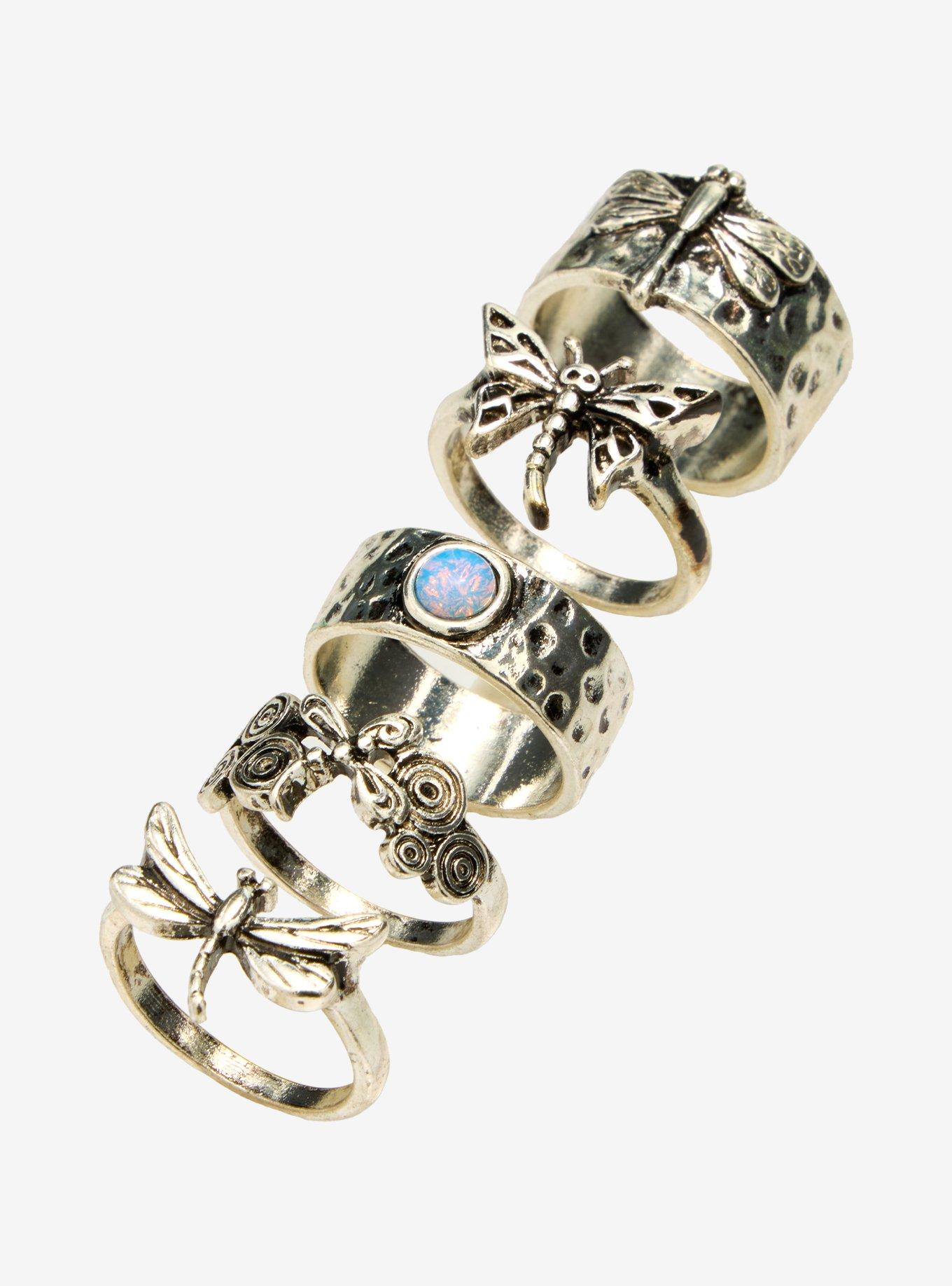 Thorn & Fable Dragonfly Iridescent Ring Set | Hot Topic
