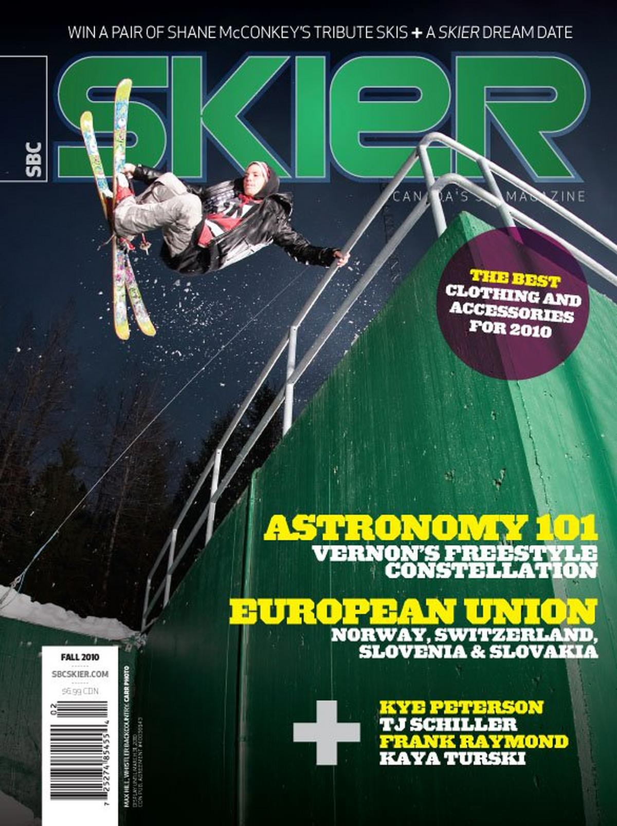 Max Hill on the cover of Skier
