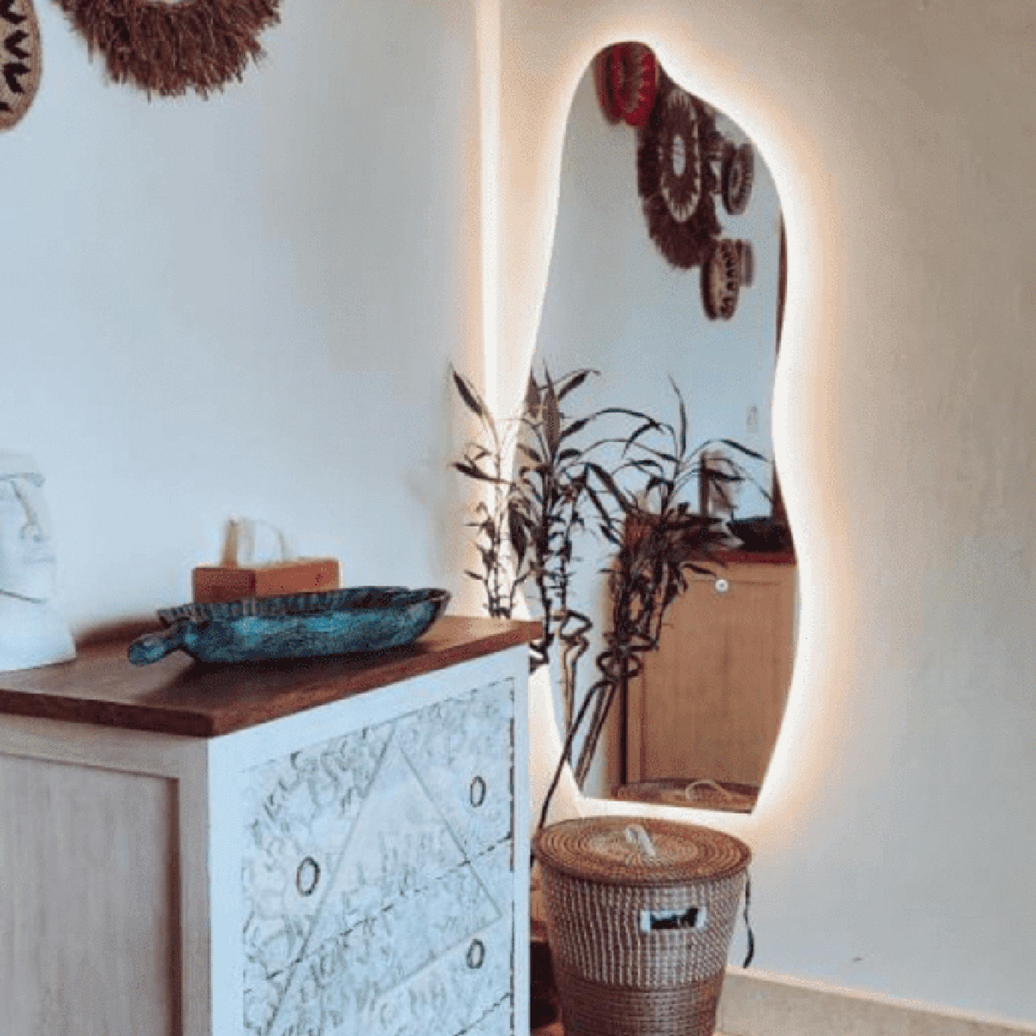Shop HomeKode Irregular Shaped LED Floor Mirror - 60x150 cm | Home ...